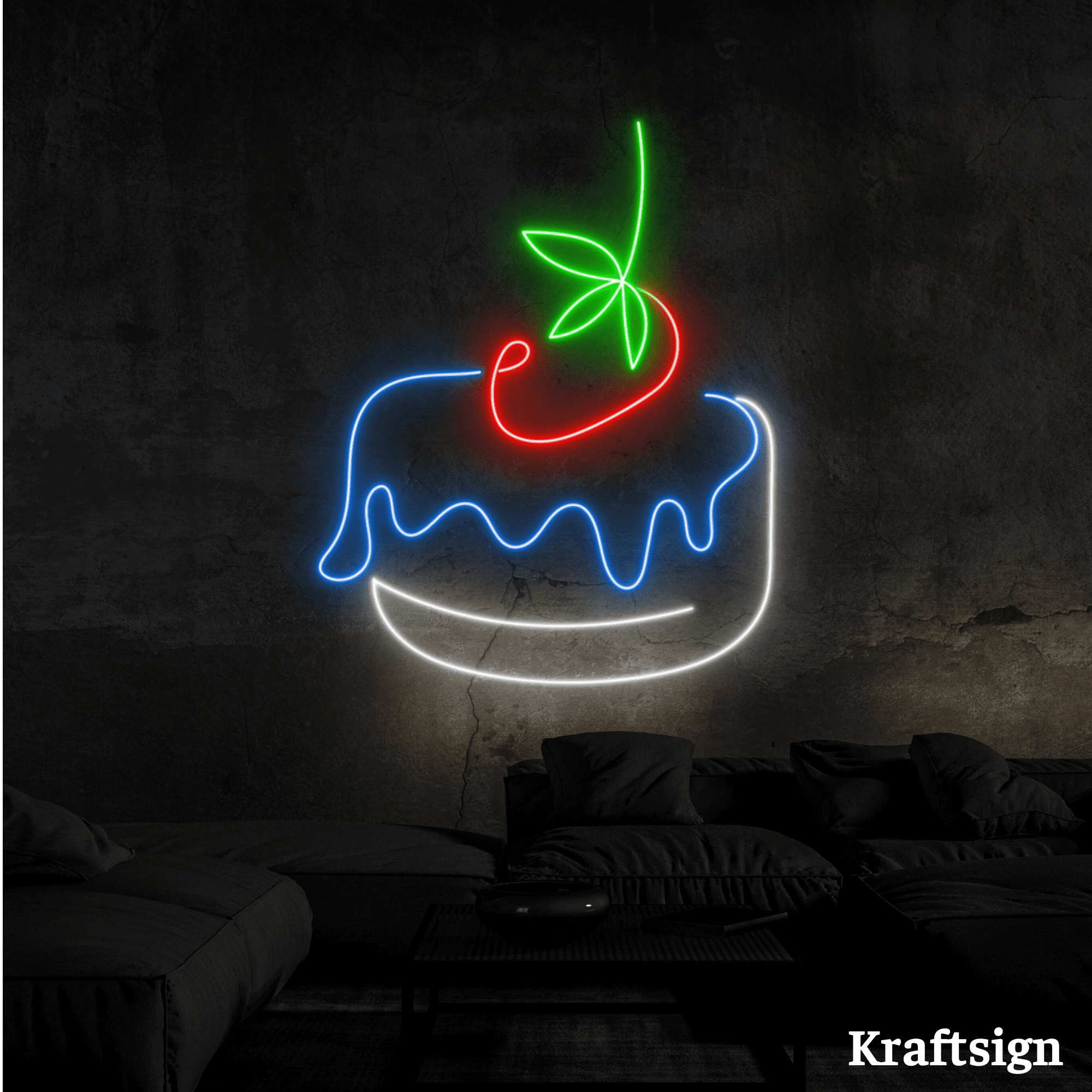 Craftnamesign Cake Line Art Neon Sign, Cake Shop LED Sign, Bakery Decor ...