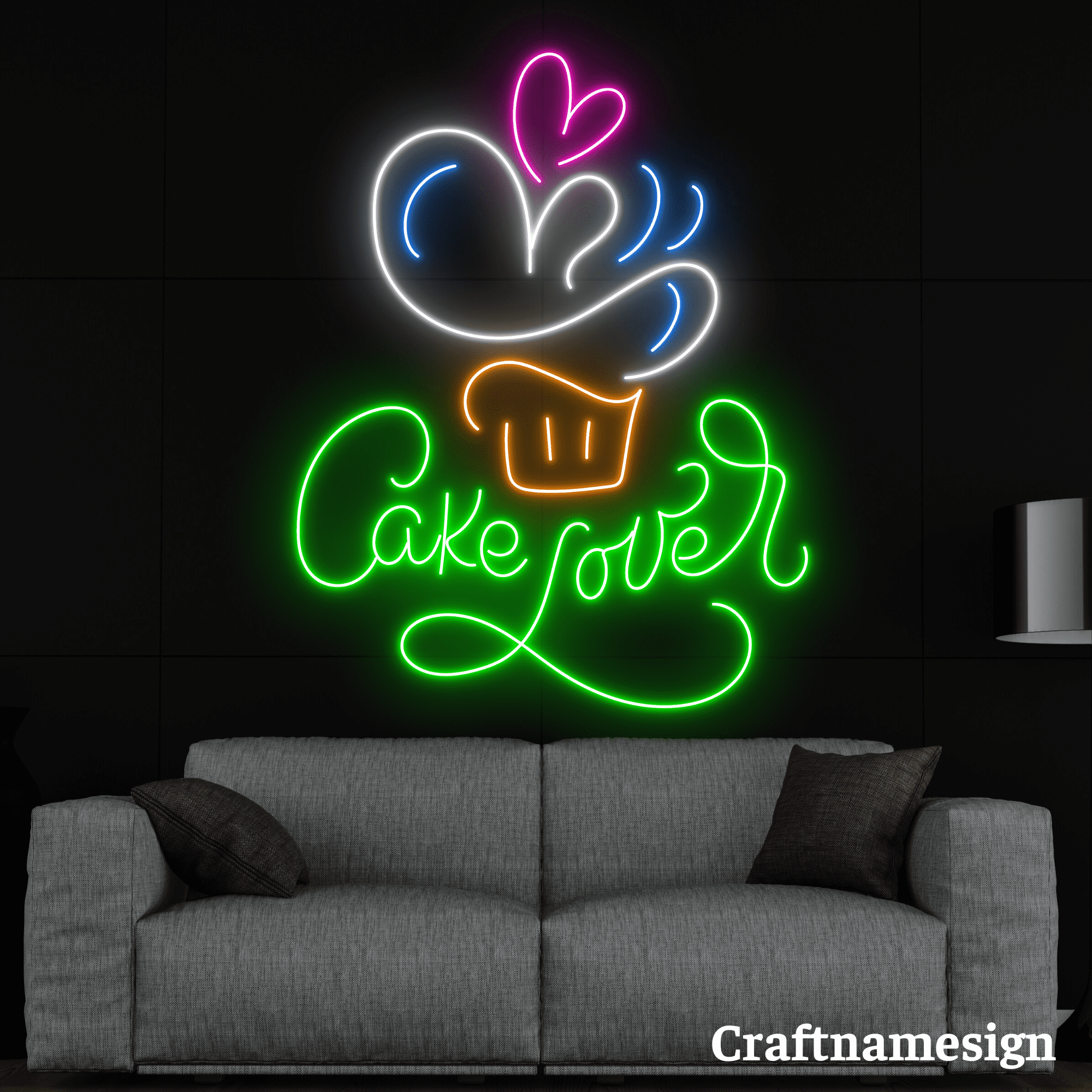 Craftnamesign Cake Lover Cupcakes Neon Sign for Bakery Cakes Shop Wall ...
