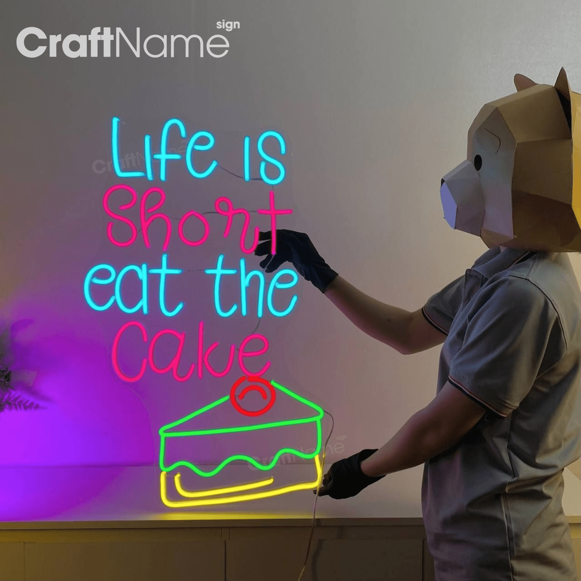 Craftnamesign Cake Neon Light for Birthday Cake Shop Wall Art, Bakery ...
