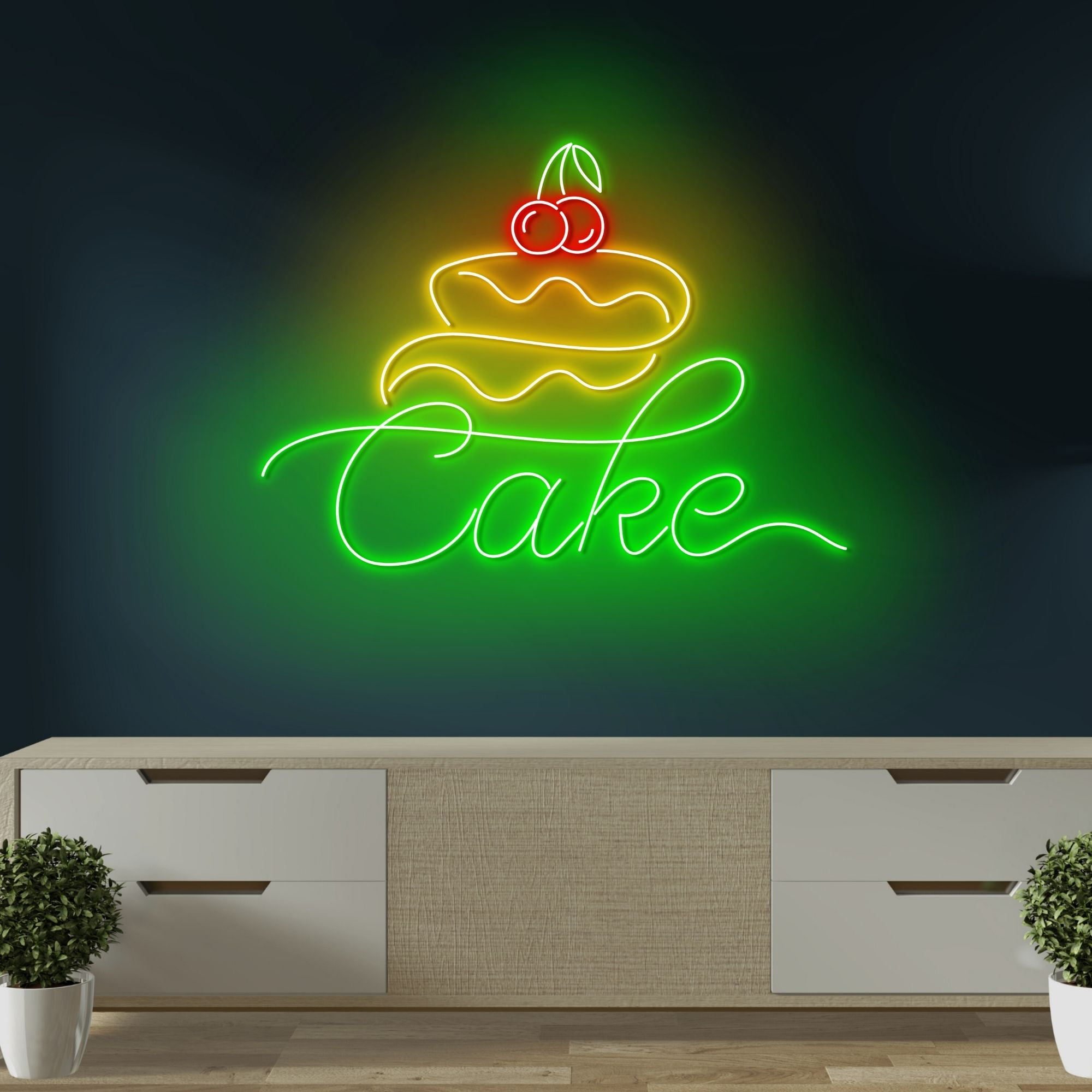 Craftnamesign Cake Neon Sign, Cake Shop LED Light Up Wall Art, Cake ...