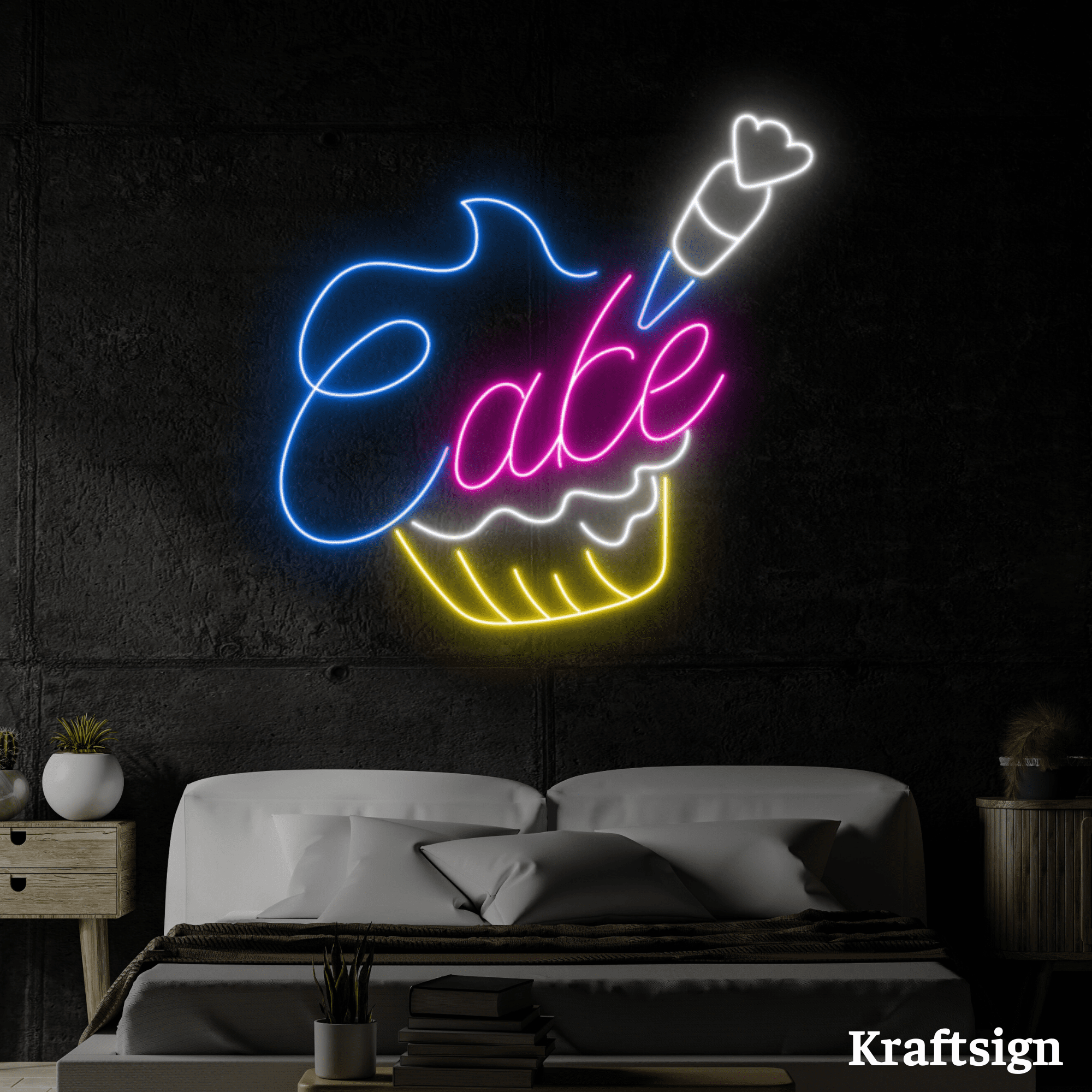 Craftnamesign Cake Neon Sign, Cakes Shop Wall Art, Bakery Decor, LED ...