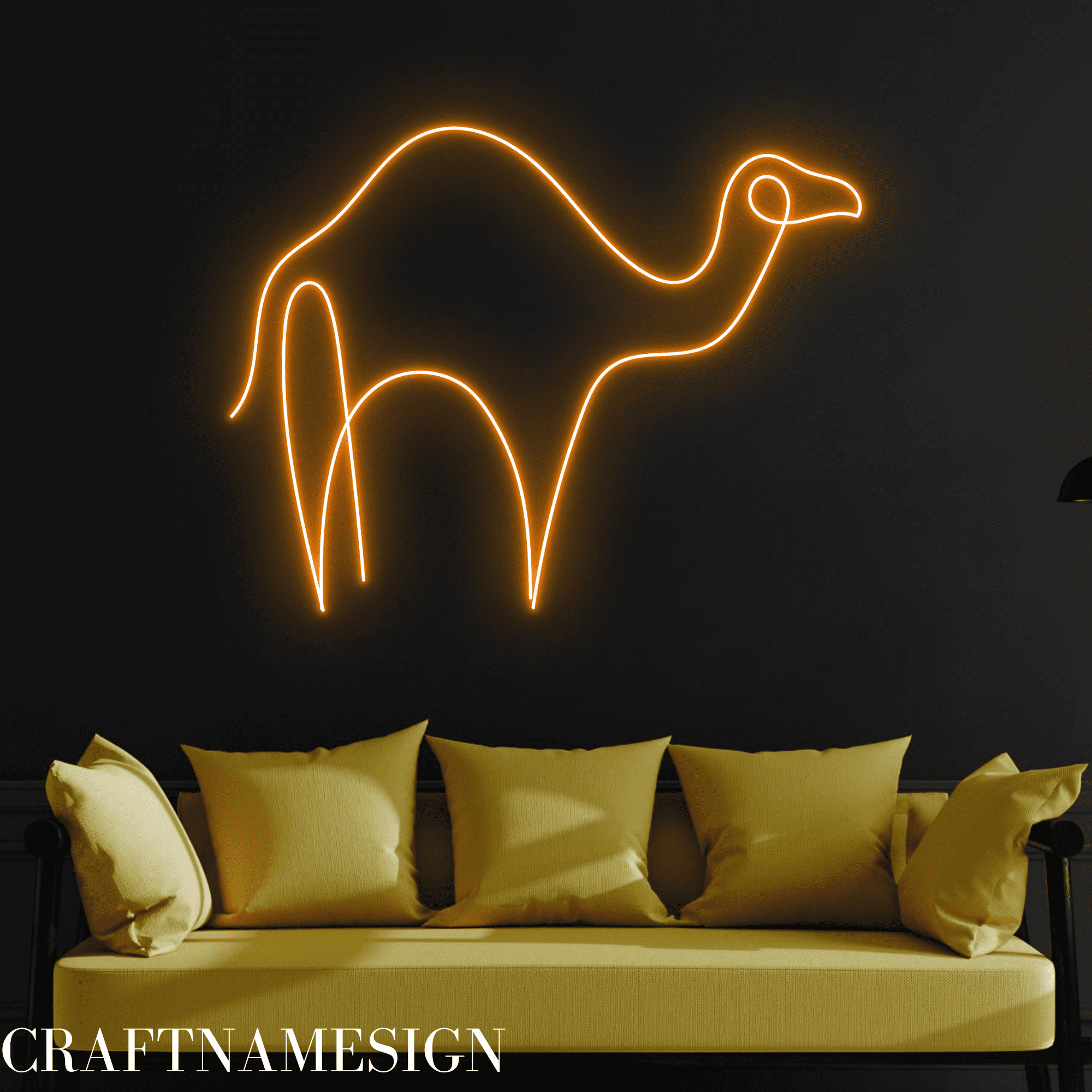 Craftnamesign Camel Line Art Neon Sign for Bedroom Men Cave Wall Decor ...
