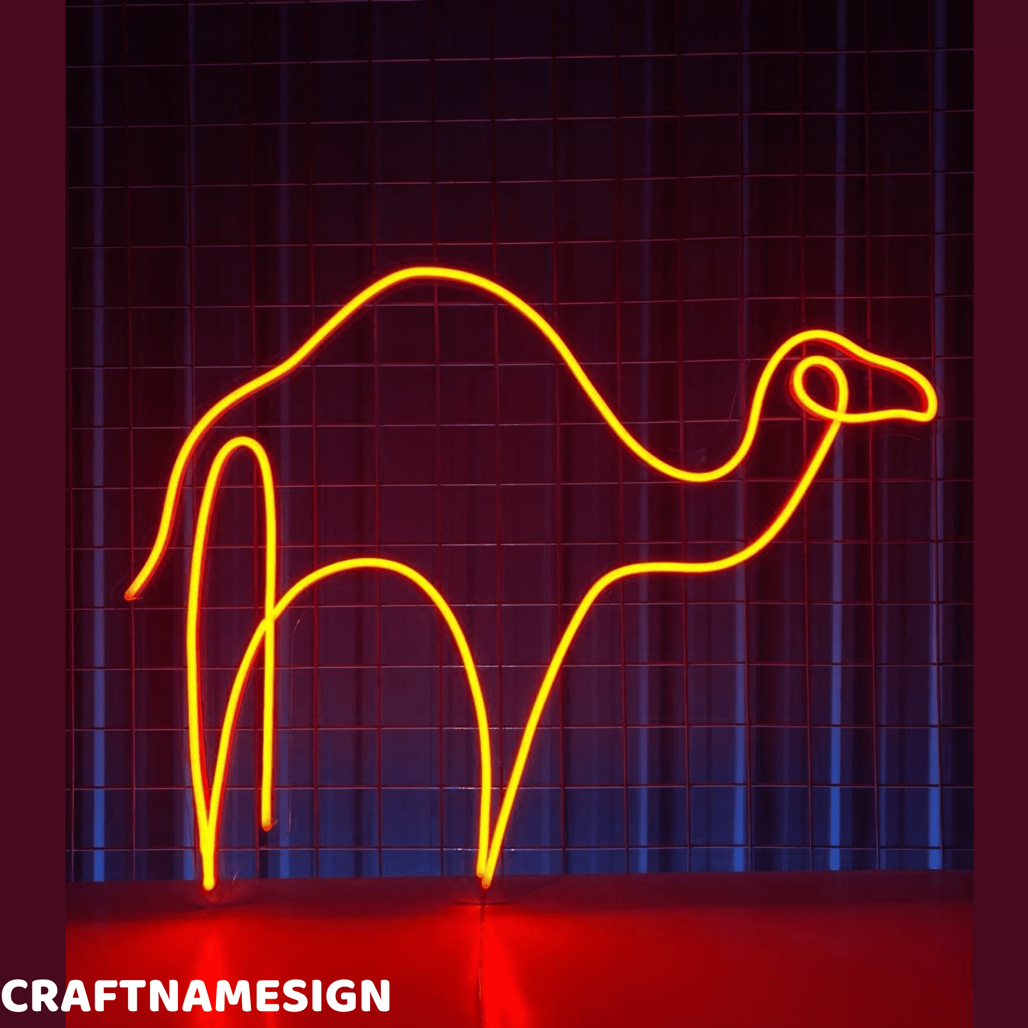 Craftnamesign Camel Minimalist Led Sign, Camel Line Decor, Desert Camel ...