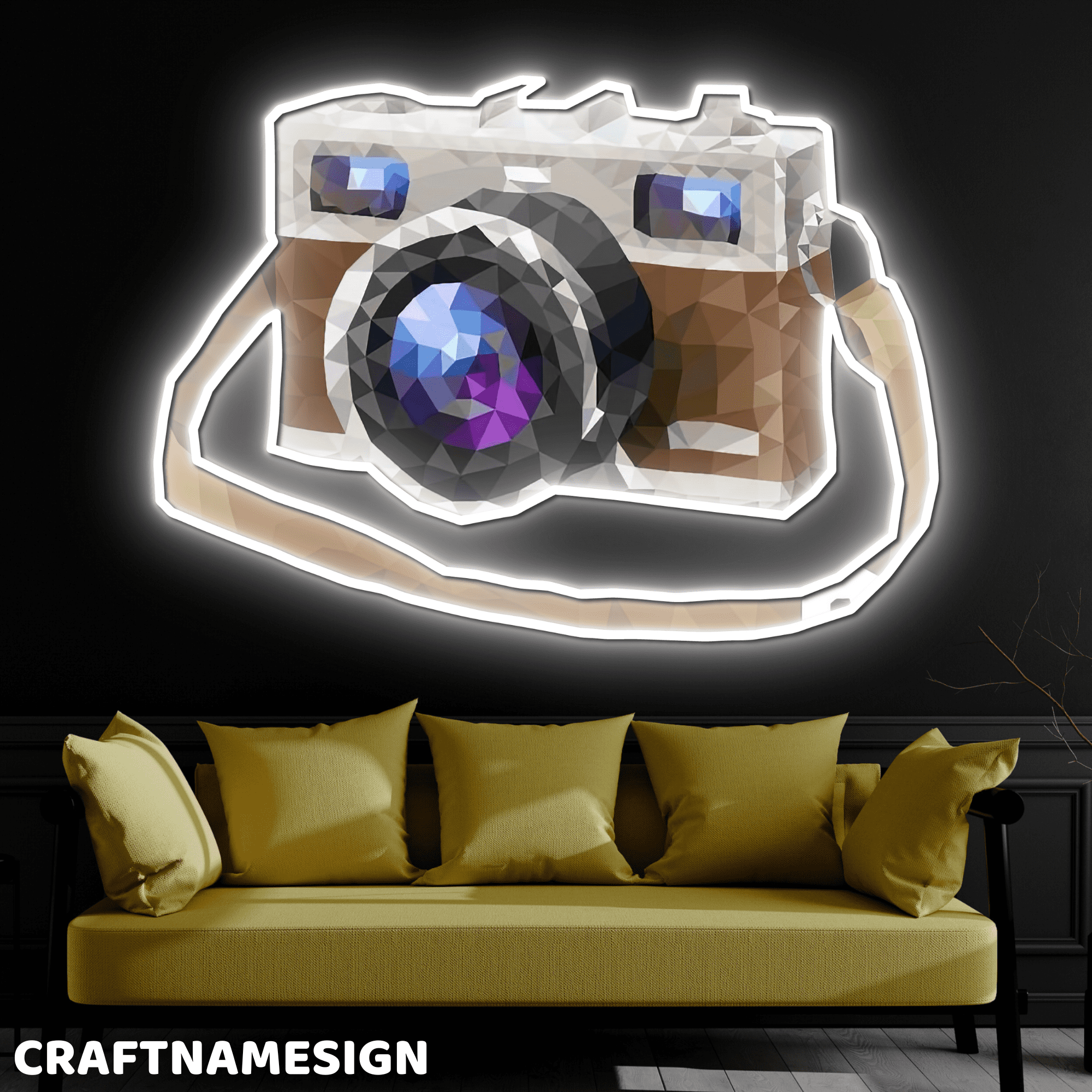 Craftnamesign Camera Neon Decal, Camera Store Wall Art, Studio Wall ...