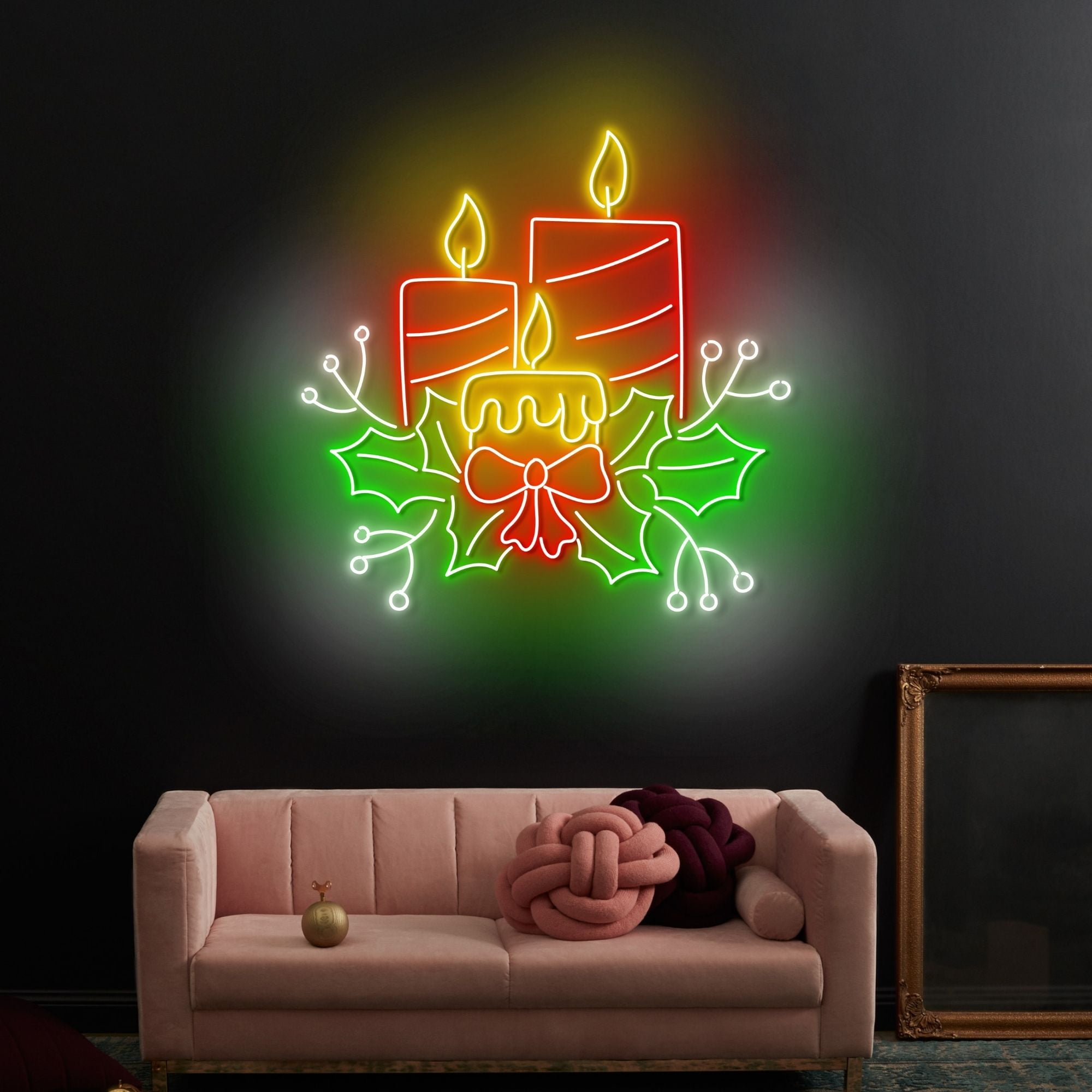 Craftnamesign Candle Christmas Neon Sign, Candle Xmas LED Light ...