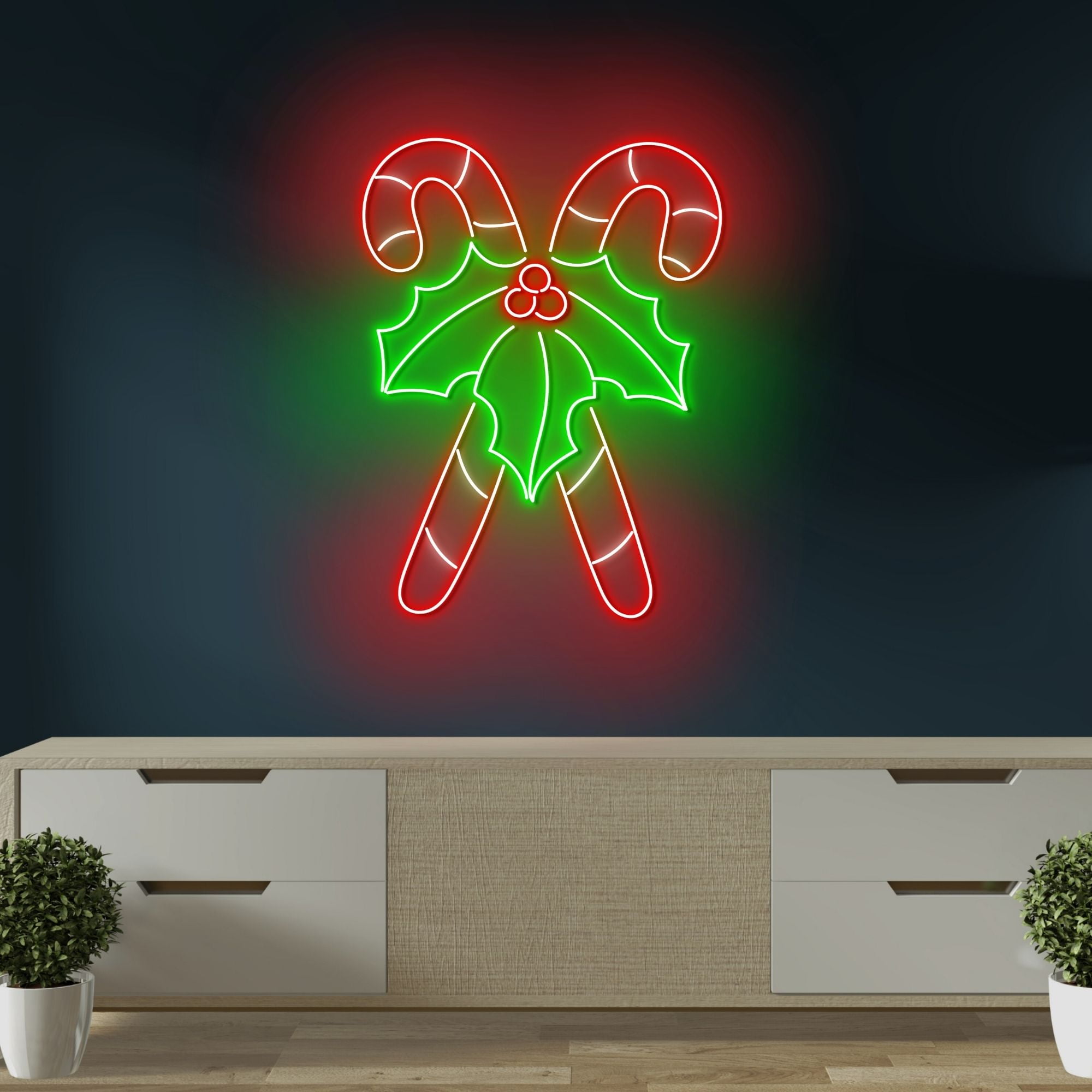 Craftnamesign Candy Cane Xmas Neon Light, Candy Cane Wall Decor ...