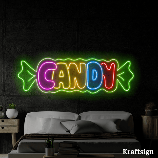 Craftnamesign Candy Neon Sign, Candy Shop LED Sign, Sweet Shop Party ...