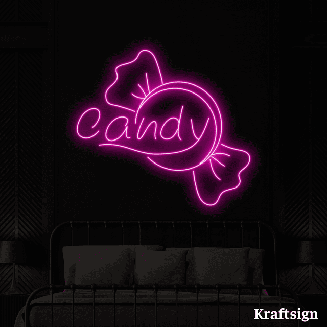 Craftnamesign Candy Neon Sign, Sweet Shop LED Sign, Candy Shop Wall Art ...