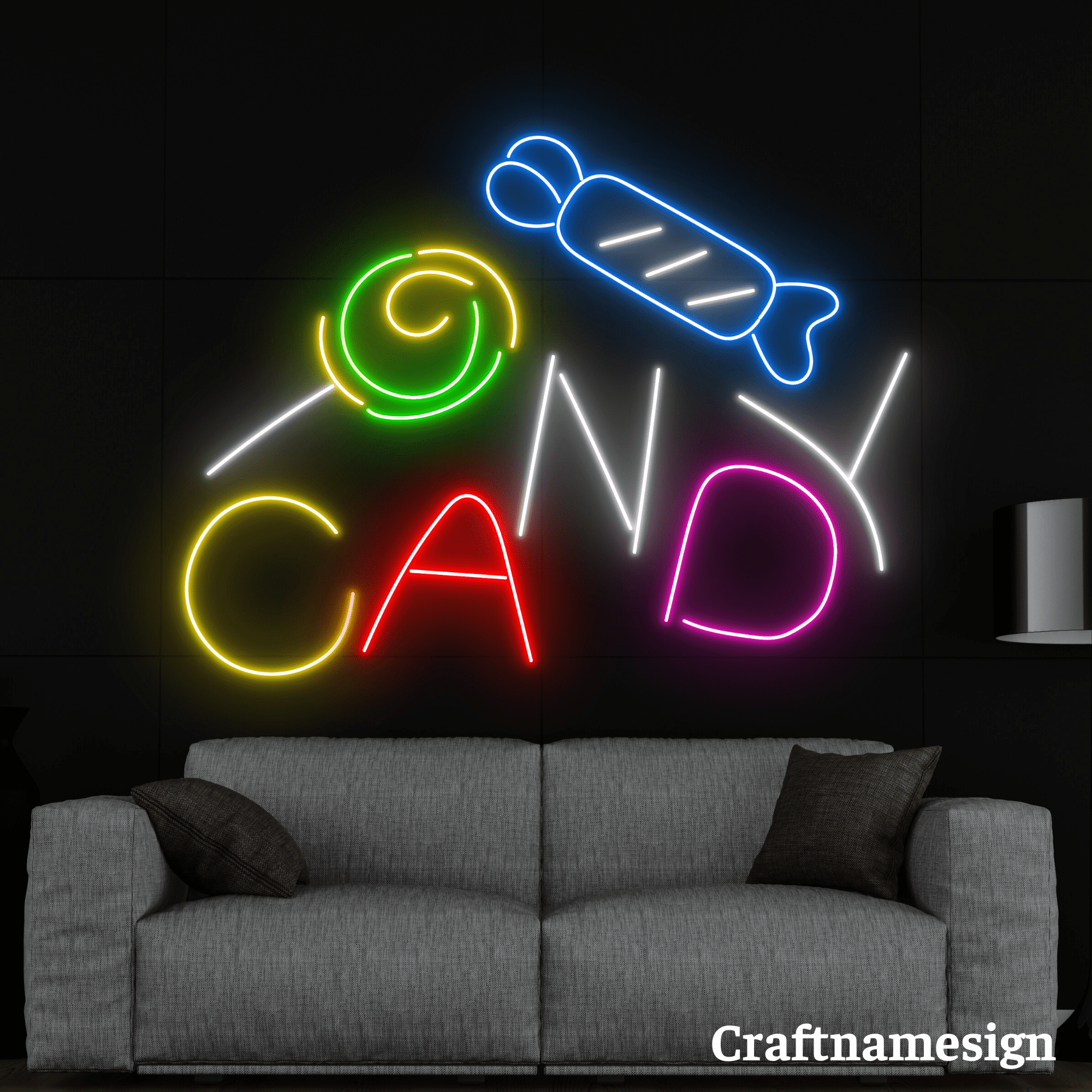 Craftnamesign Candy Neon Sign for Candy Shop Sweet Store Wall Decor ...