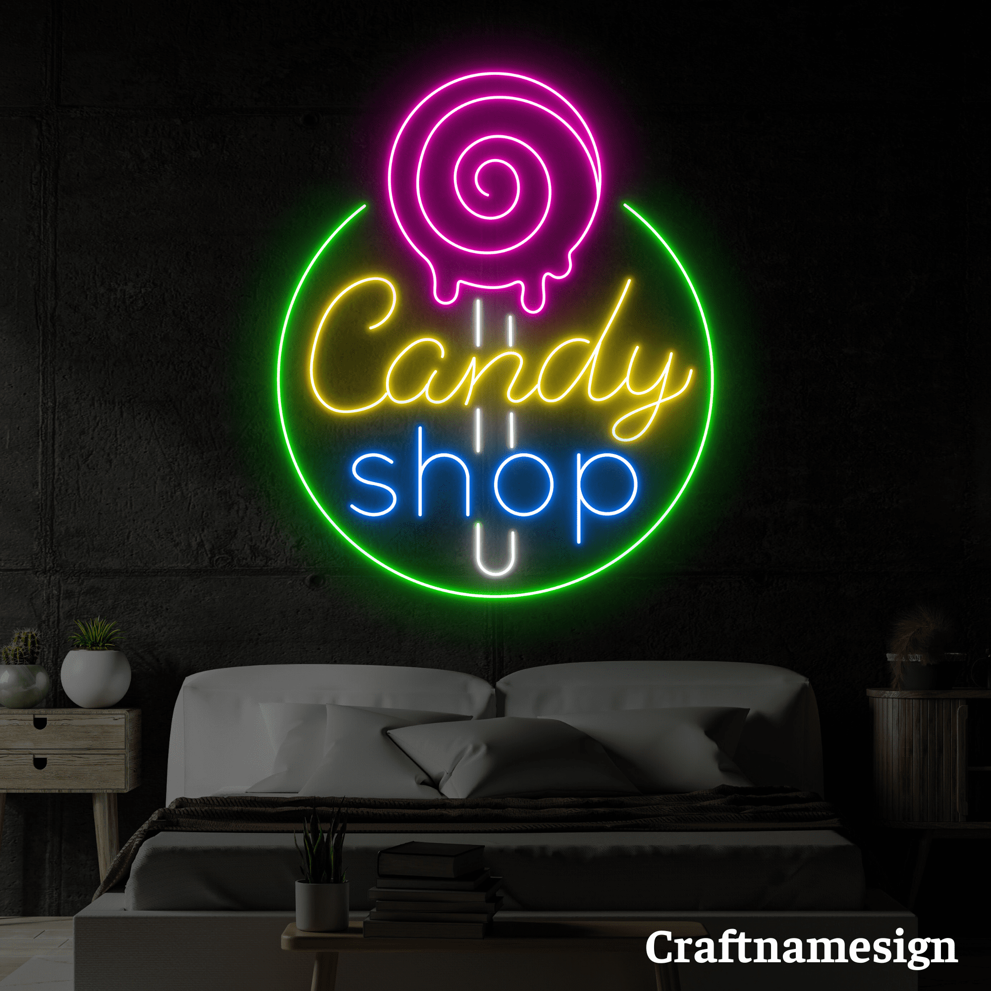 Craftnamesign Candy Shop LED Light Neon Sign for Candy Shop Sweet Store ...
