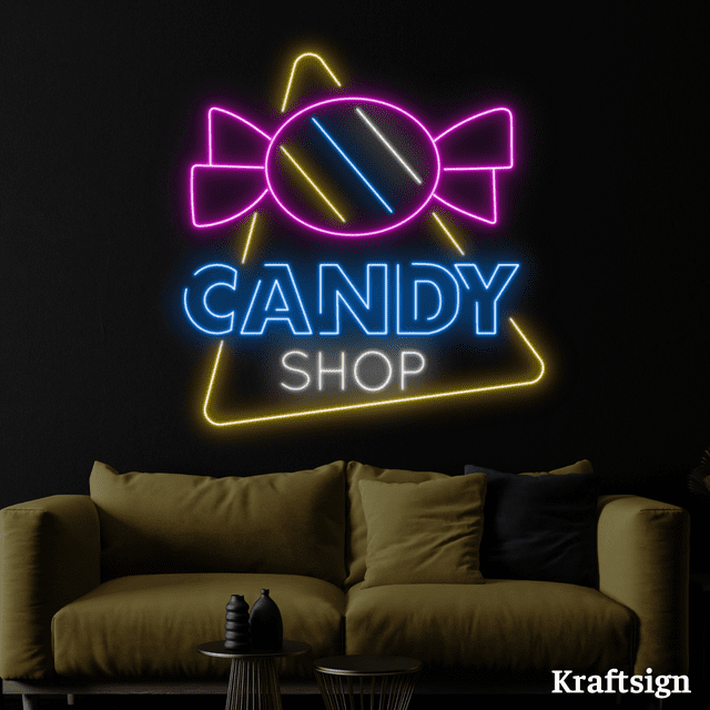 Craftnamesign Candy Shop Neon Sign, Sweet Shop LED Sign, Candy Decor ...
