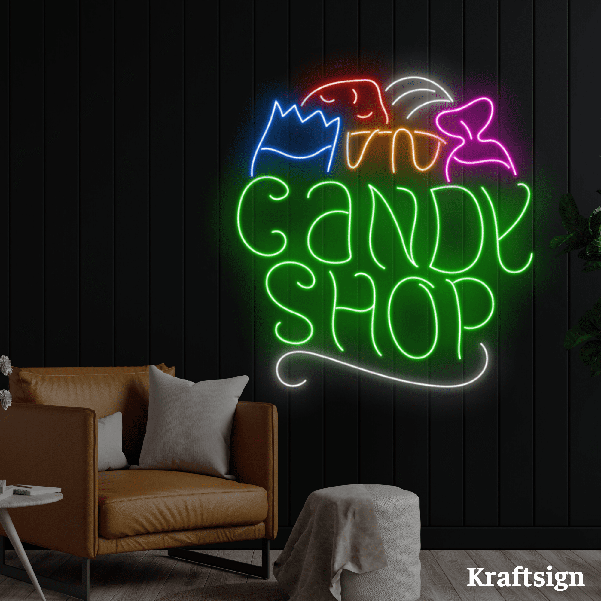Craftnamesign Candy Shop Neon Sign, Sweet Shop LED Signage, Candy Decor ...