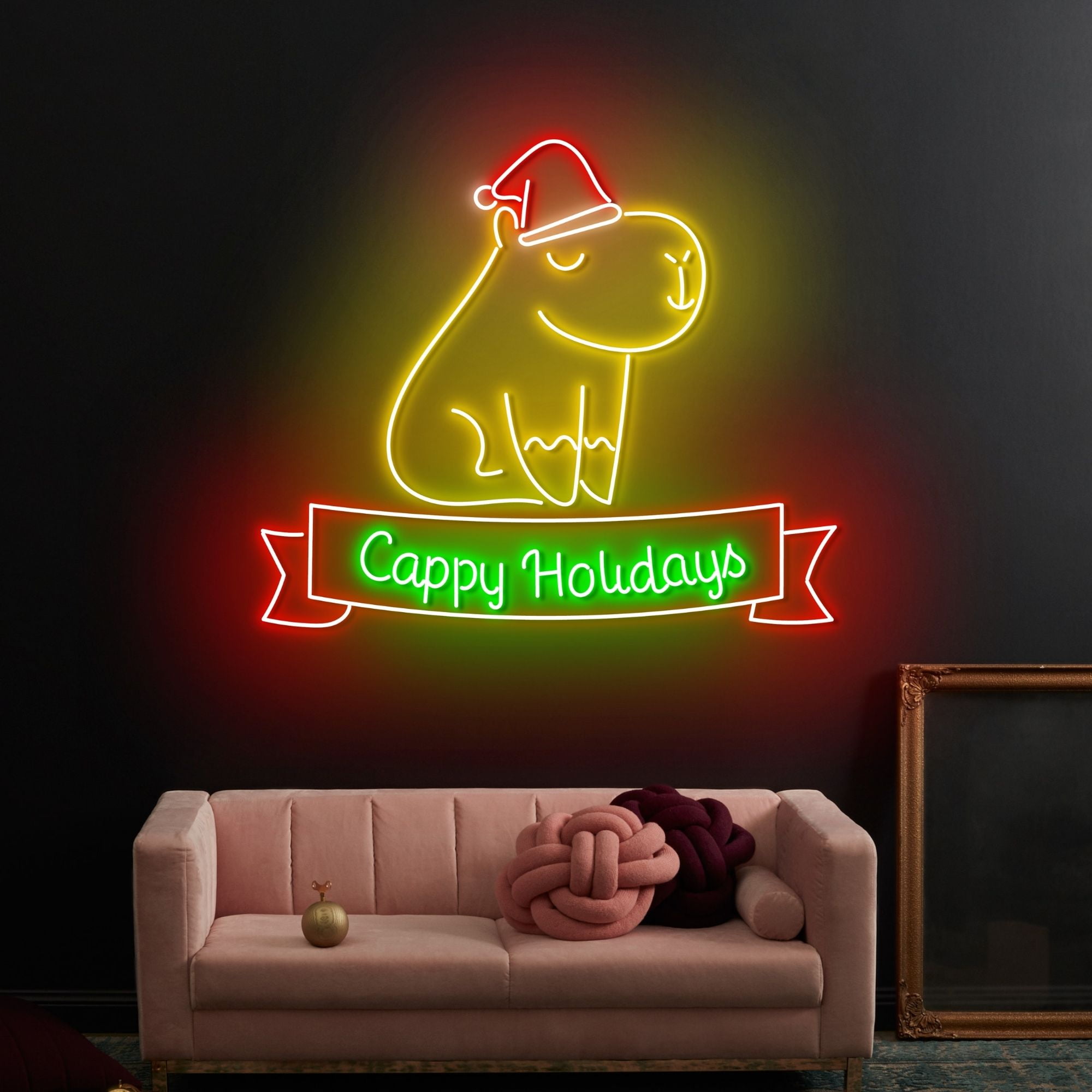 Craftnamesign Cappy Holidays Neon Light, Capybara Christmas LED Sign ...