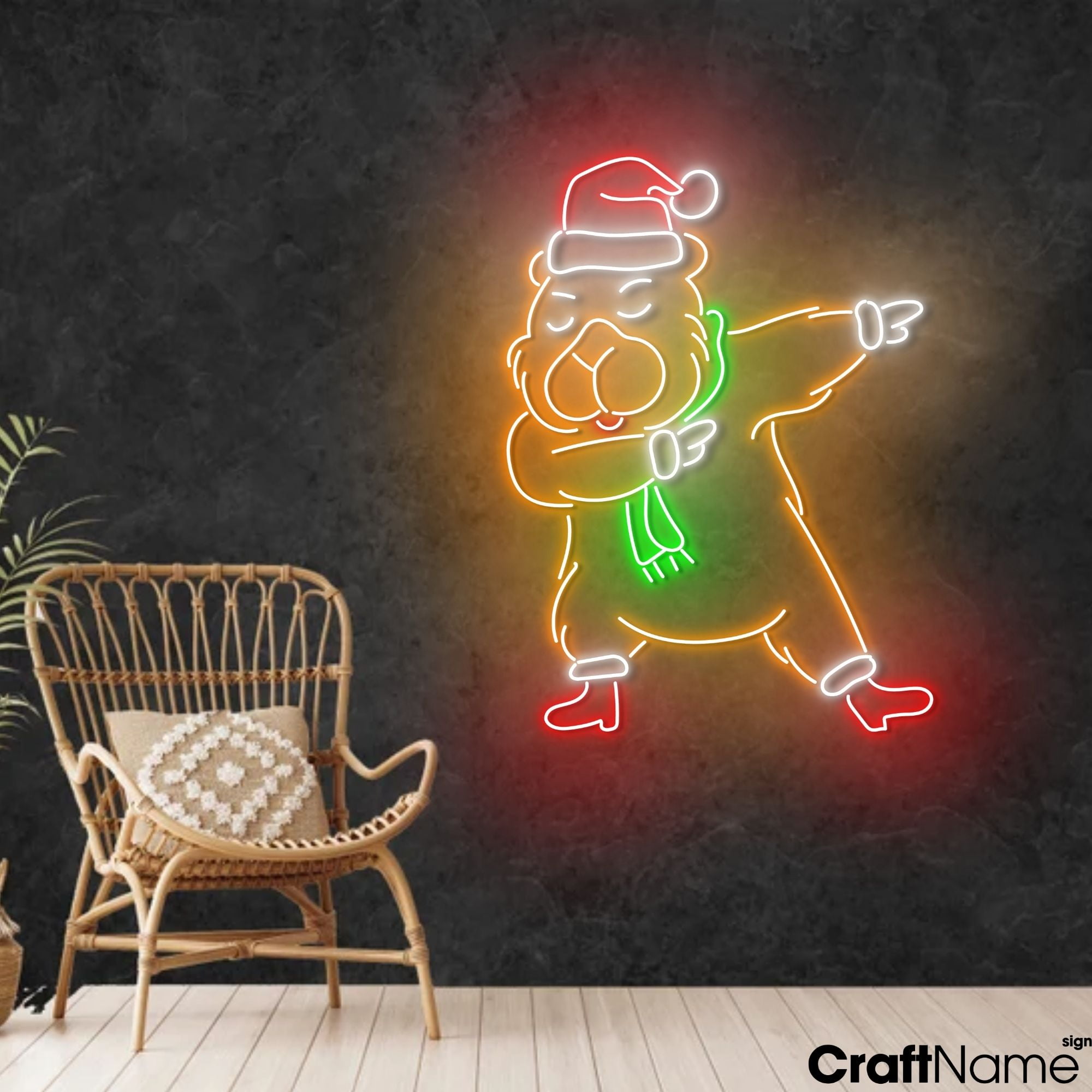 Craftnamesign Capy Dabbing Xmas LED Sign, Capybara Neon Light ...