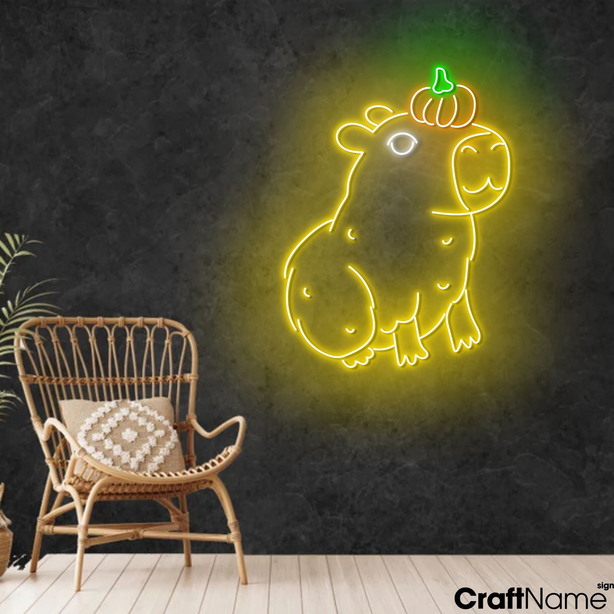 Craftnamesign Capy Pumpkin LED Sign, Capybara Neon Light, Thanksgiving ...