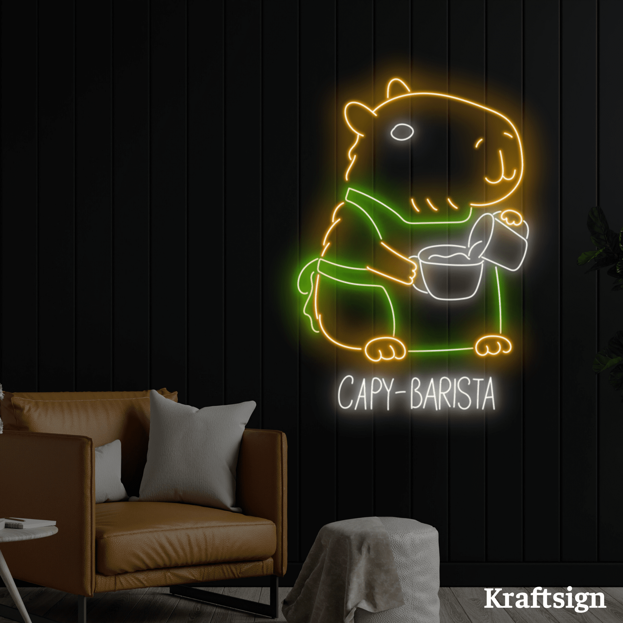 Craftnamesign Capybara Barista Neon Sign, Coffee Shop Decor, Nursery ...