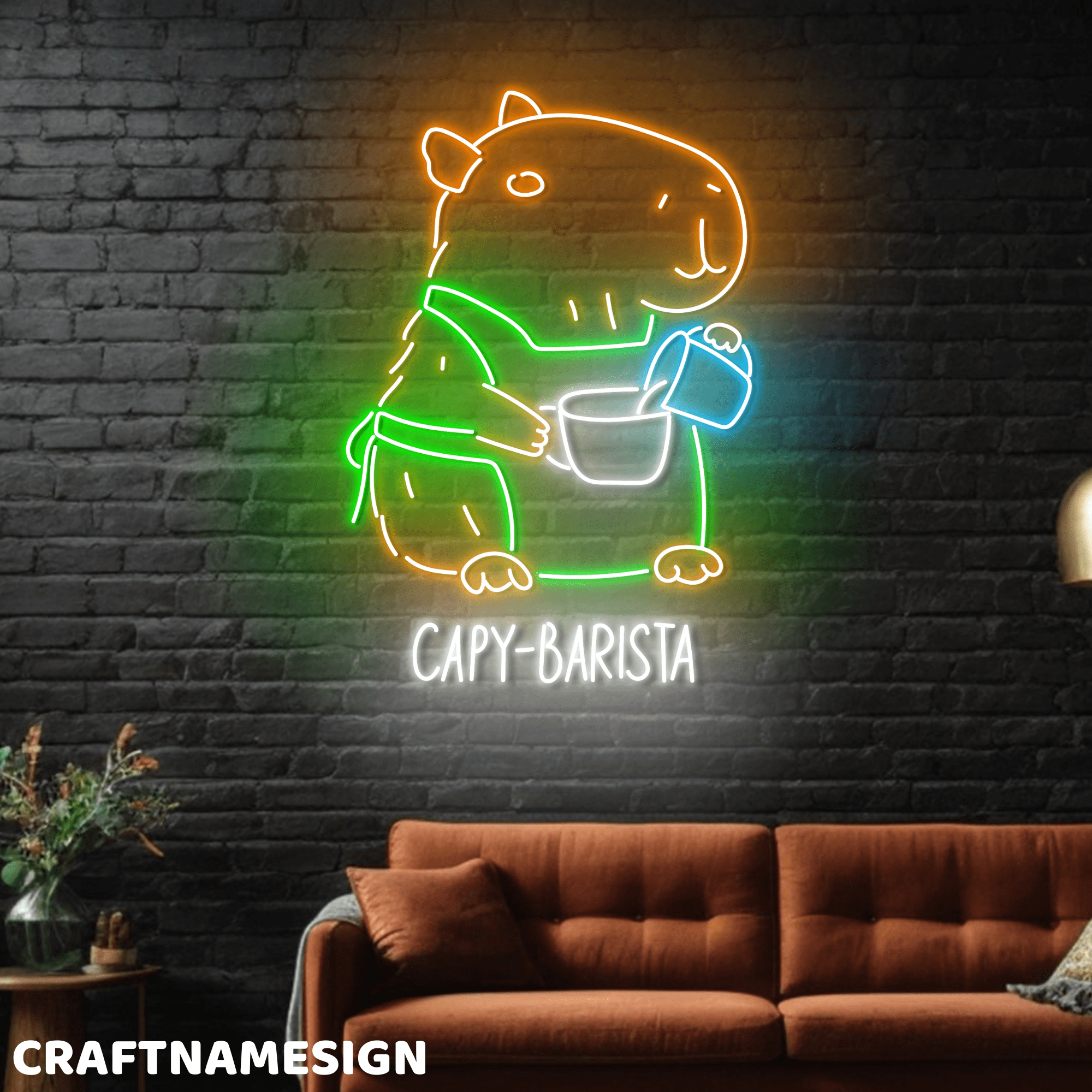 Craftnamesign Capybarista Neon Sign, Coffee Wall Sign, Capybara Wall ...