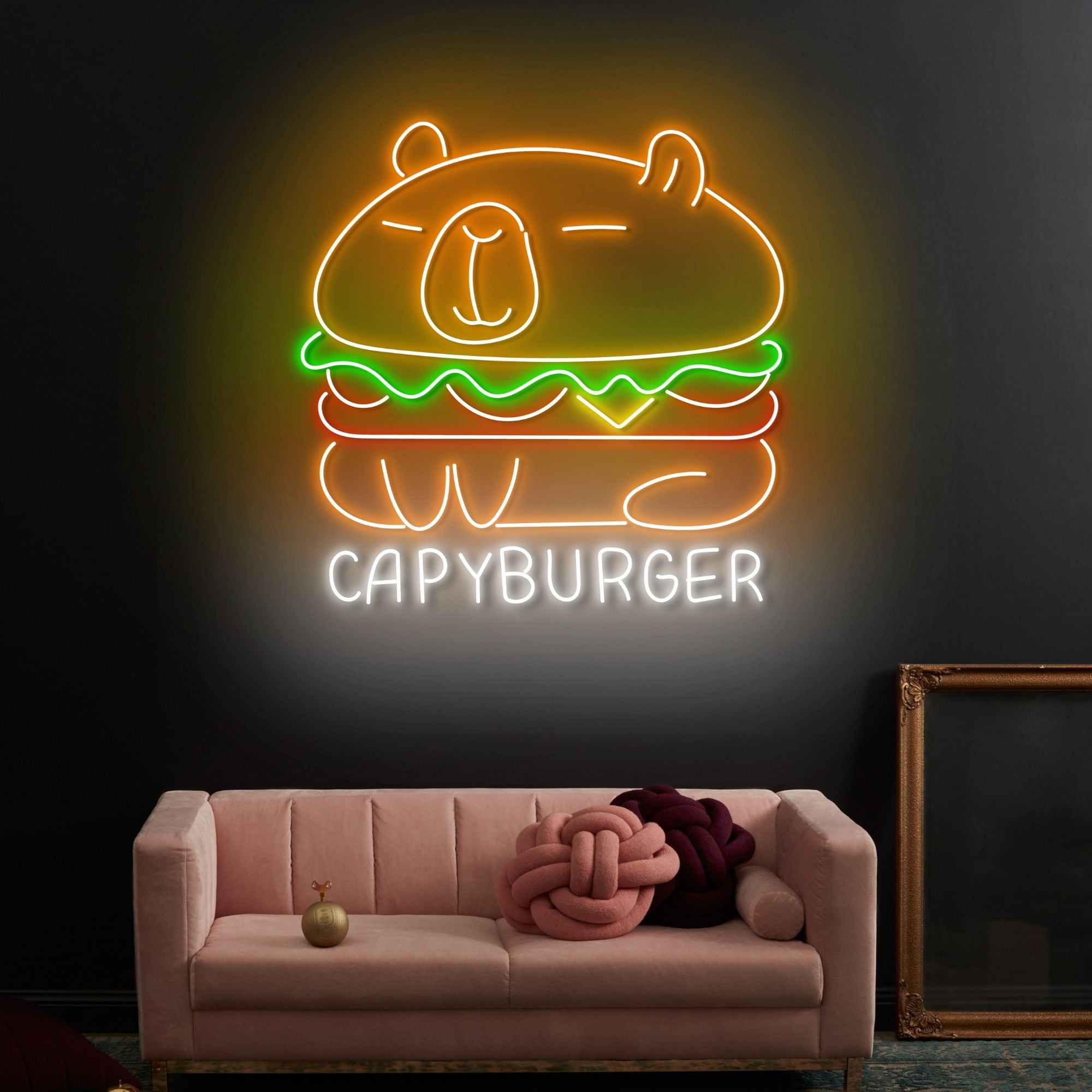 Craftnamesign Capyburger Neon Light, Capybara Hamburger LED Sign ...