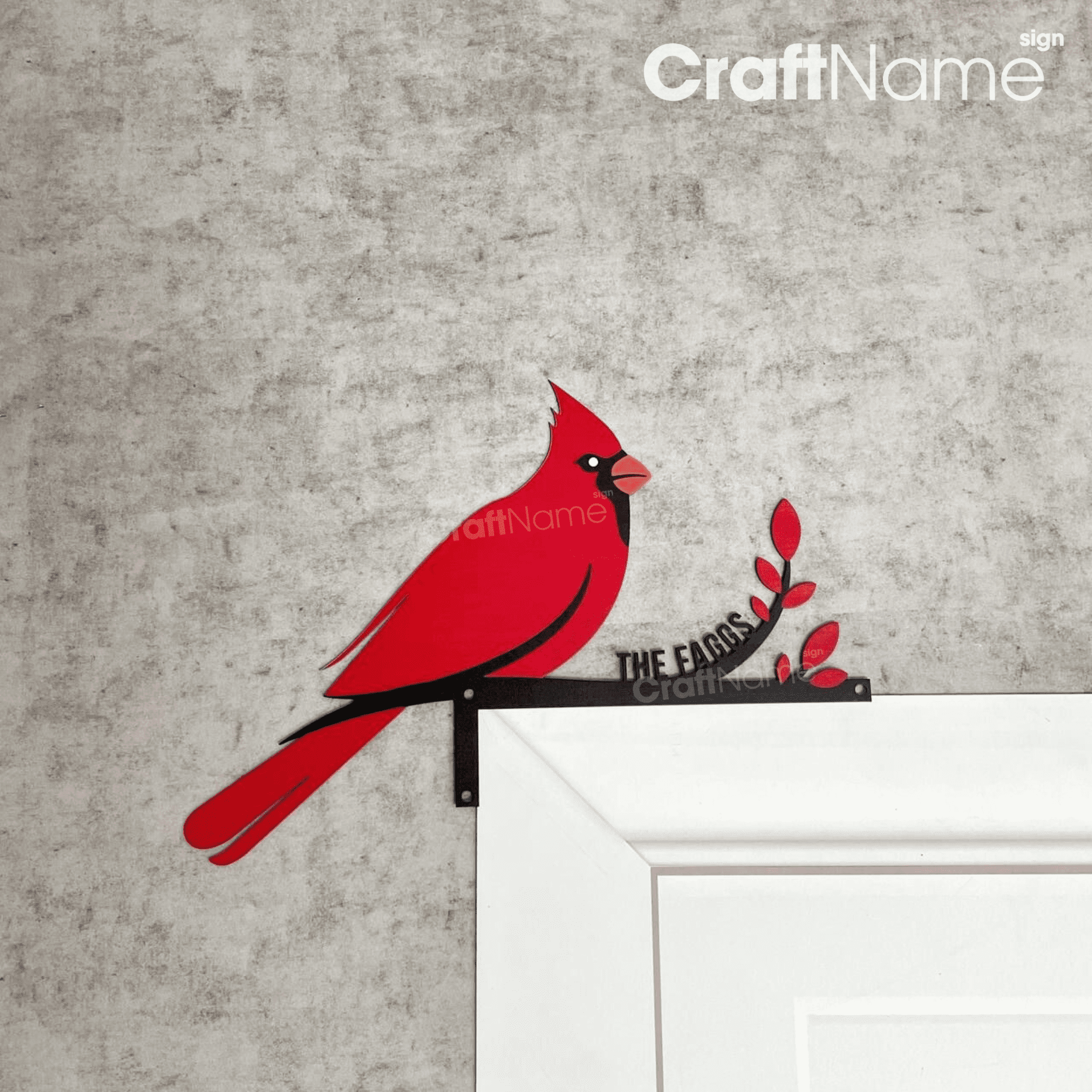 Craftnamesign Cardinal Bird Metal Door Corner Sign, Red Cardinal Bird ...