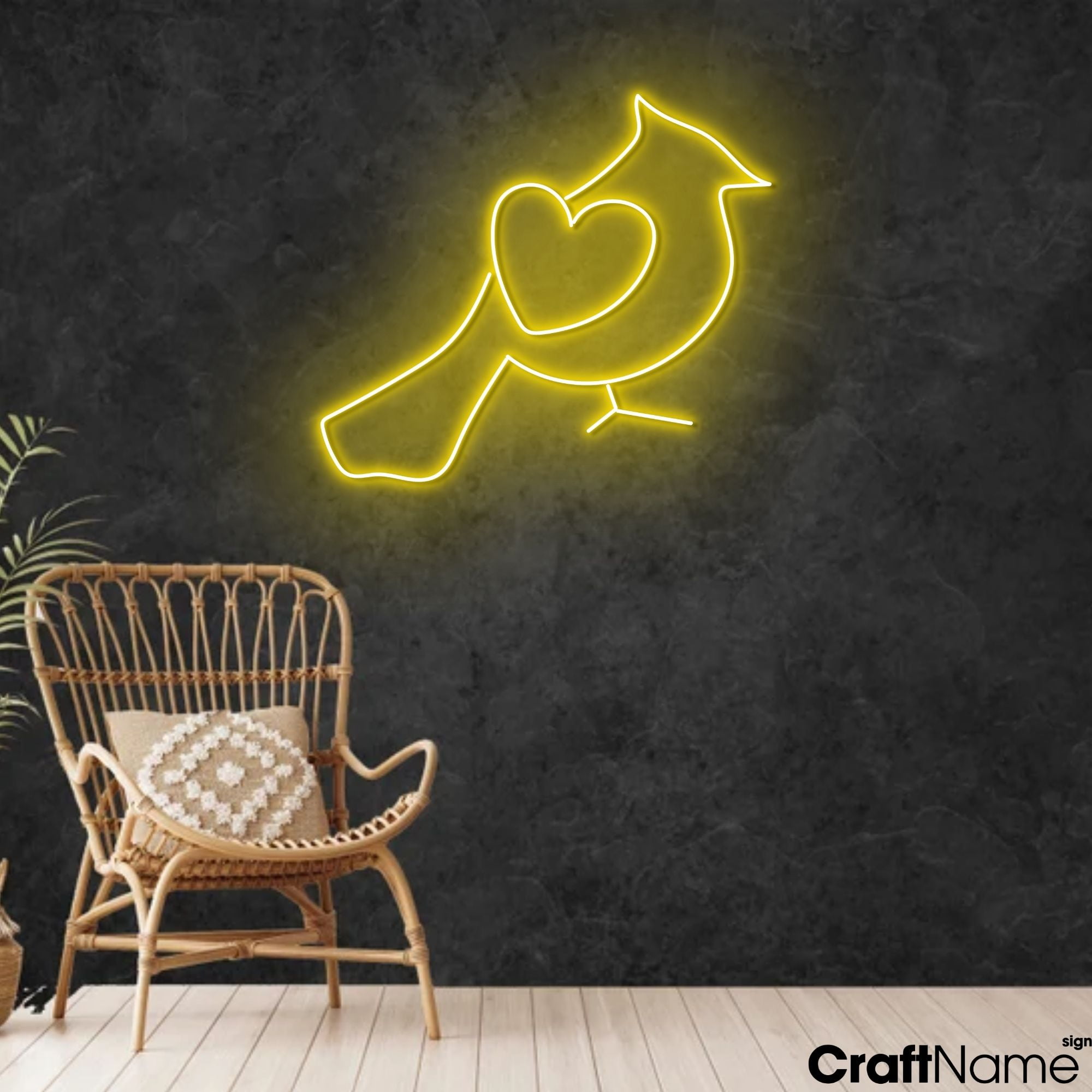 Craftnamesign Cardinal Bird Neon Light Wall Art, Animal LED Sign For ...