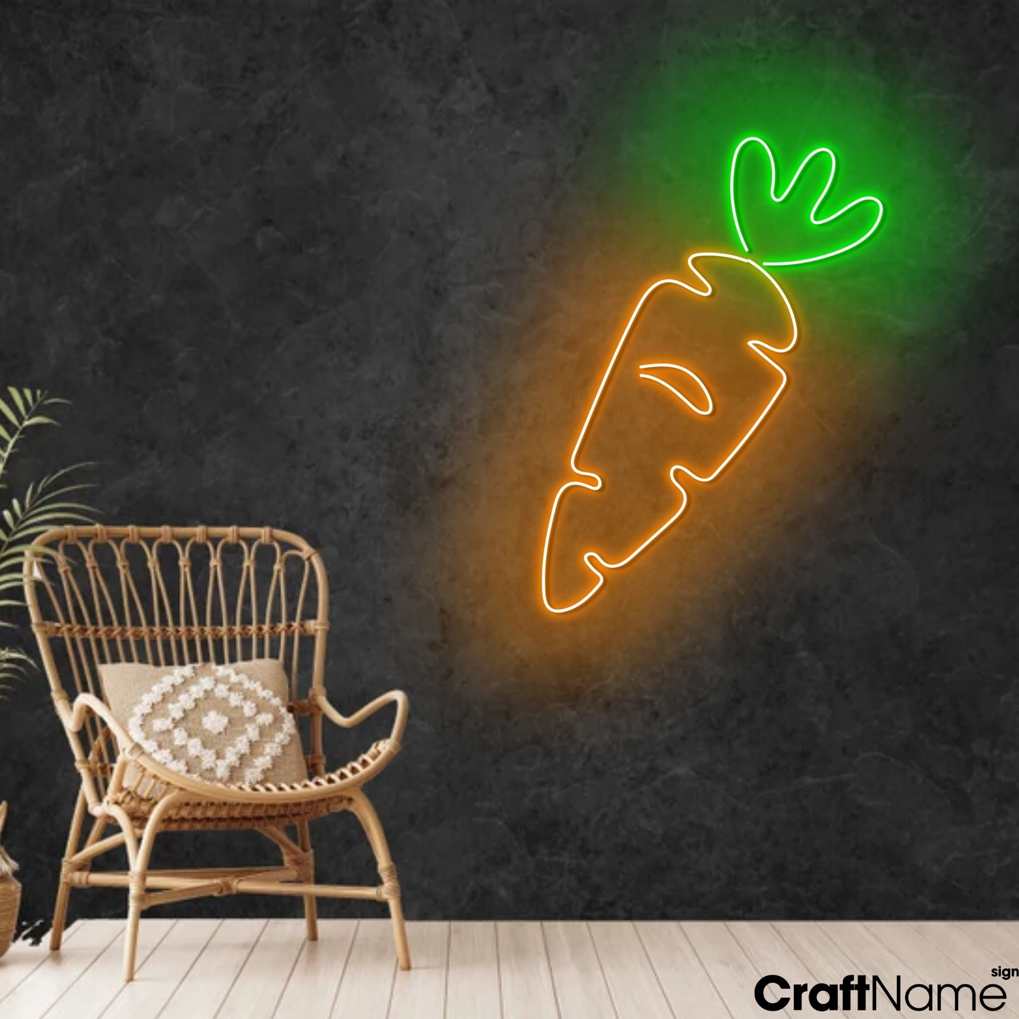 Craftnamesign Carrot Neon Sign, Vegetable LED Light Decor, Juice Store ...