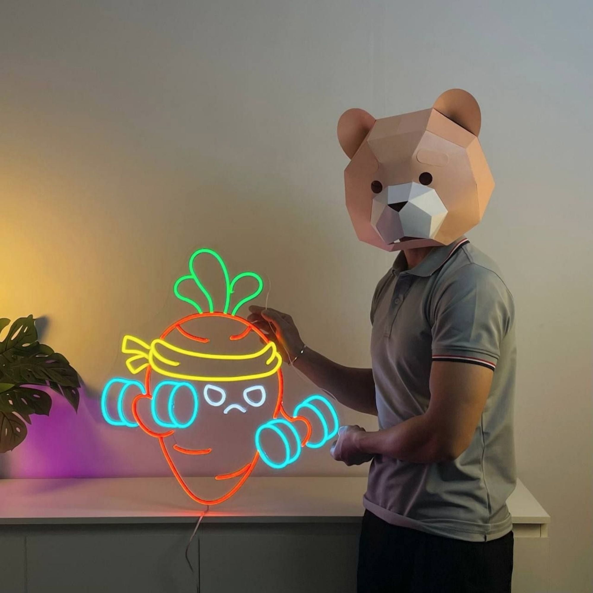 Craftnamesign Carrot Weightlifting Neon Sign Wall Art, Carrot Gym Room ...