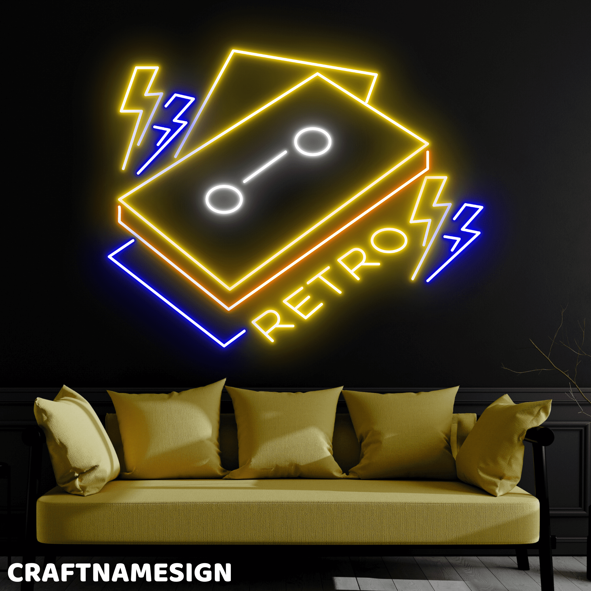 Craftnamesign Cassette Retro Neon Sign, Audio Cassette Wall Sign, Music ...