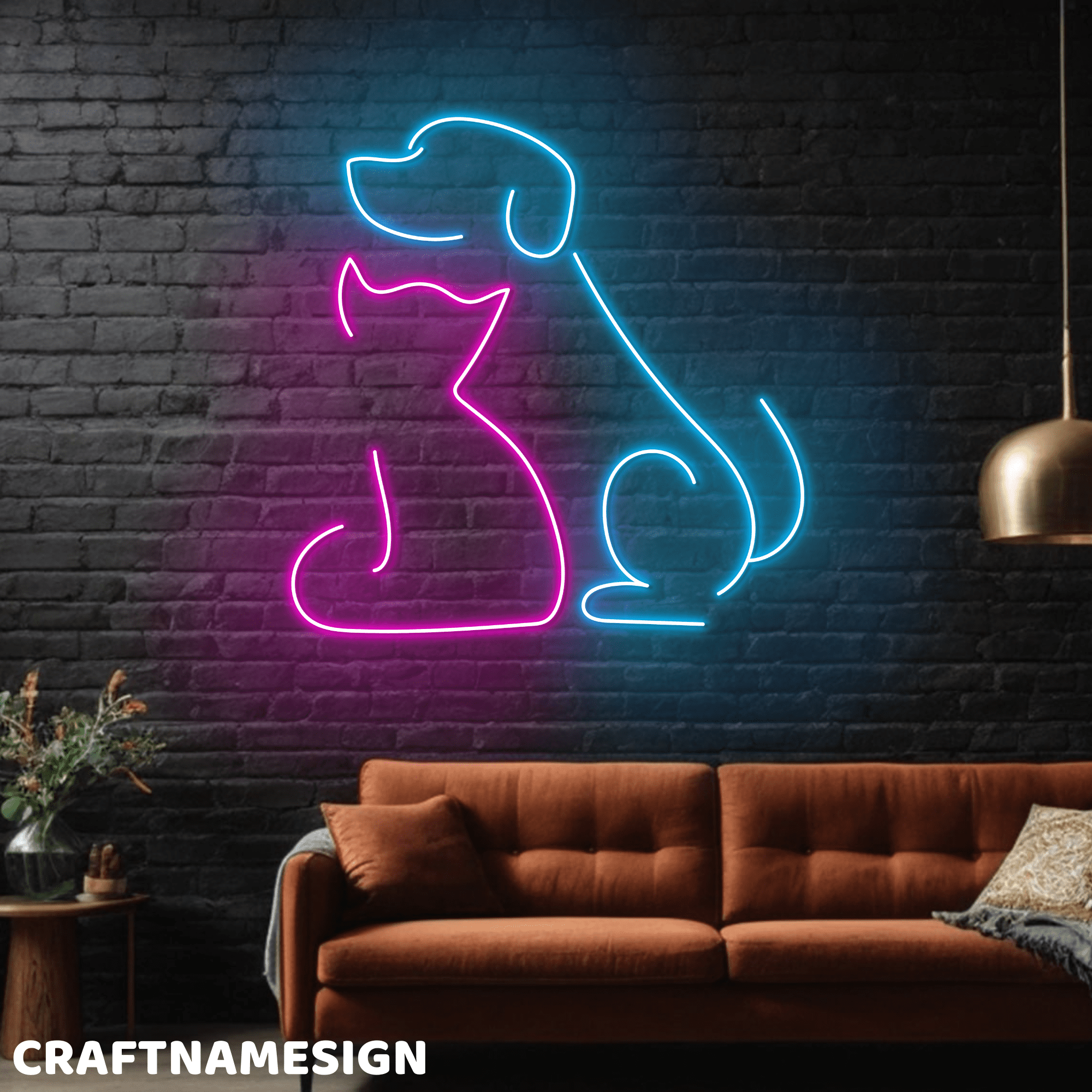 Craftnamesign Cat And Dog Neon Sign, Pet Wall Art, Led Sign For Pet ...