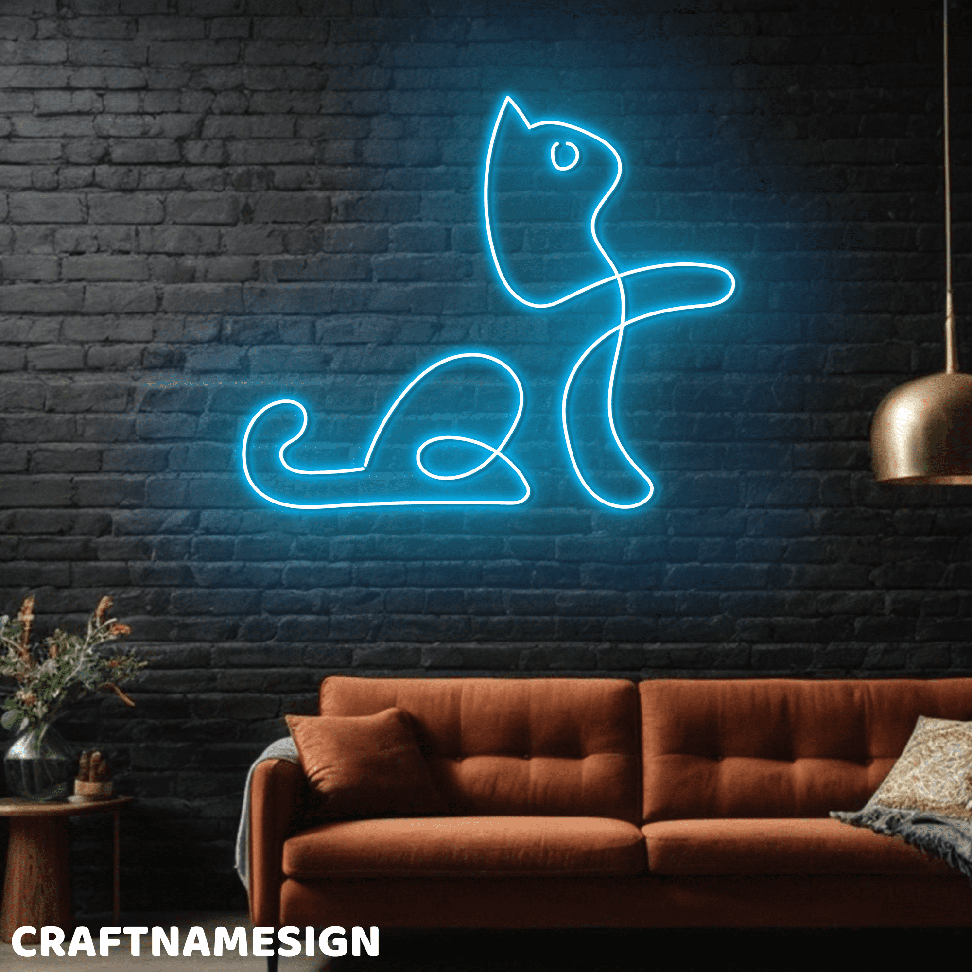 Craftnamesign Cat Artwork Neon Sign, Bedroom Wall Art, Led Sign For Pet ...