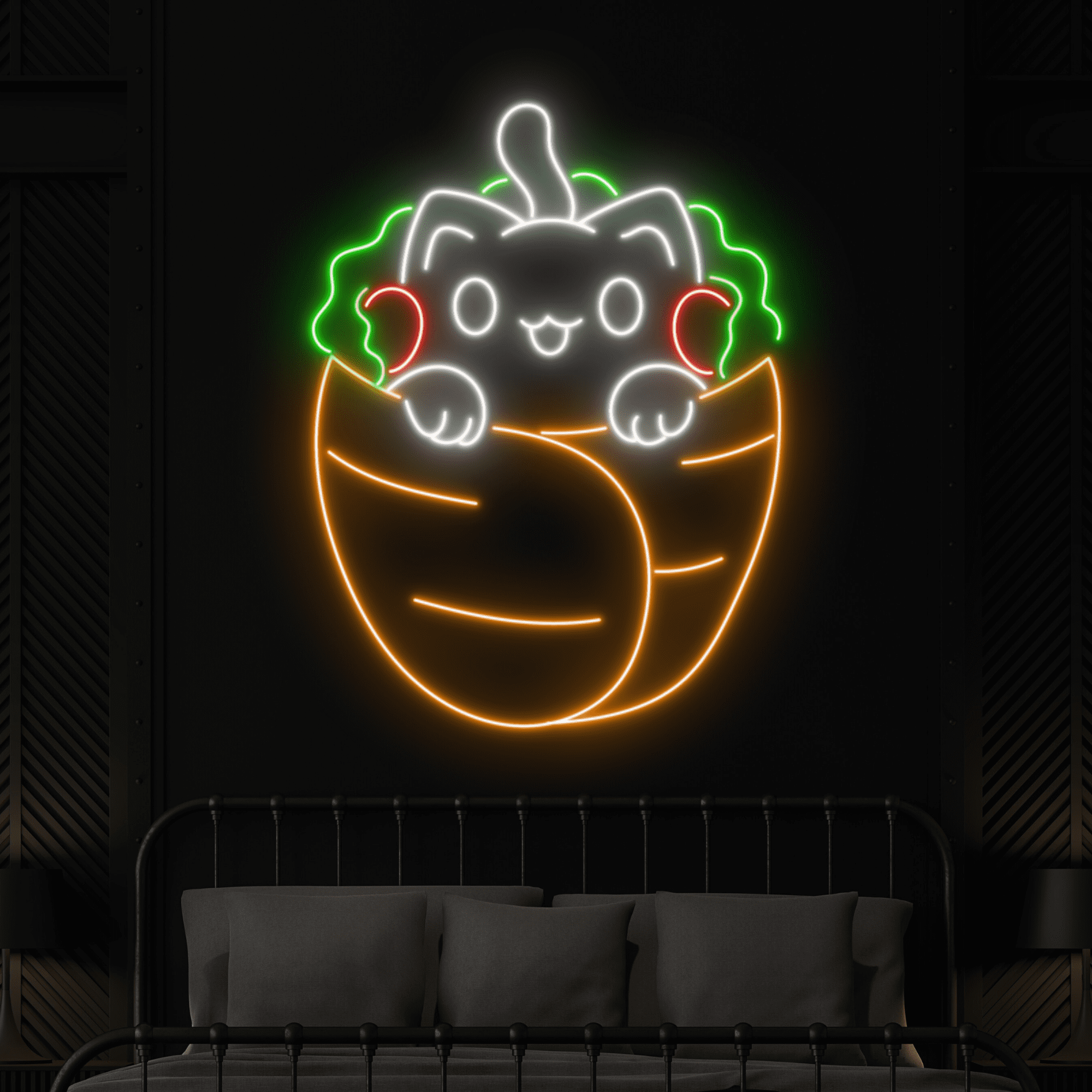 Craftnamesign Cat Burrito Neon Sign, Tacos Restaurant Decor, Cat LED ...