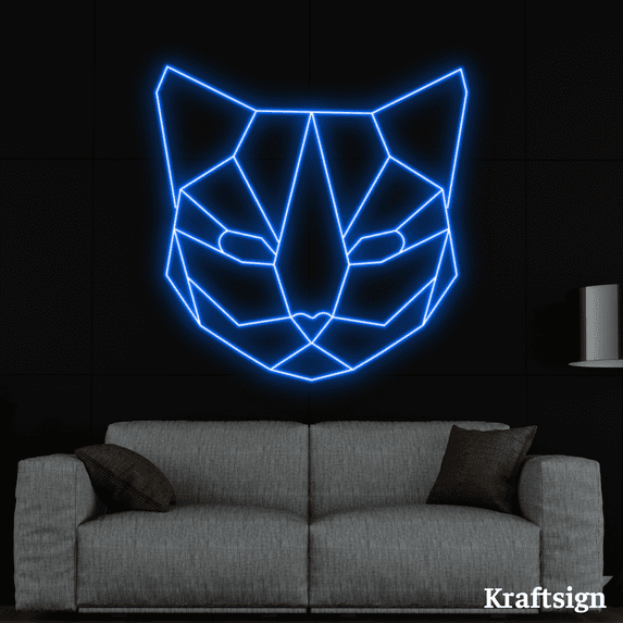 Craftnamesign Cat Geometric Neon Sign, Cat Lover Gifts, Cat LED Signs ...
