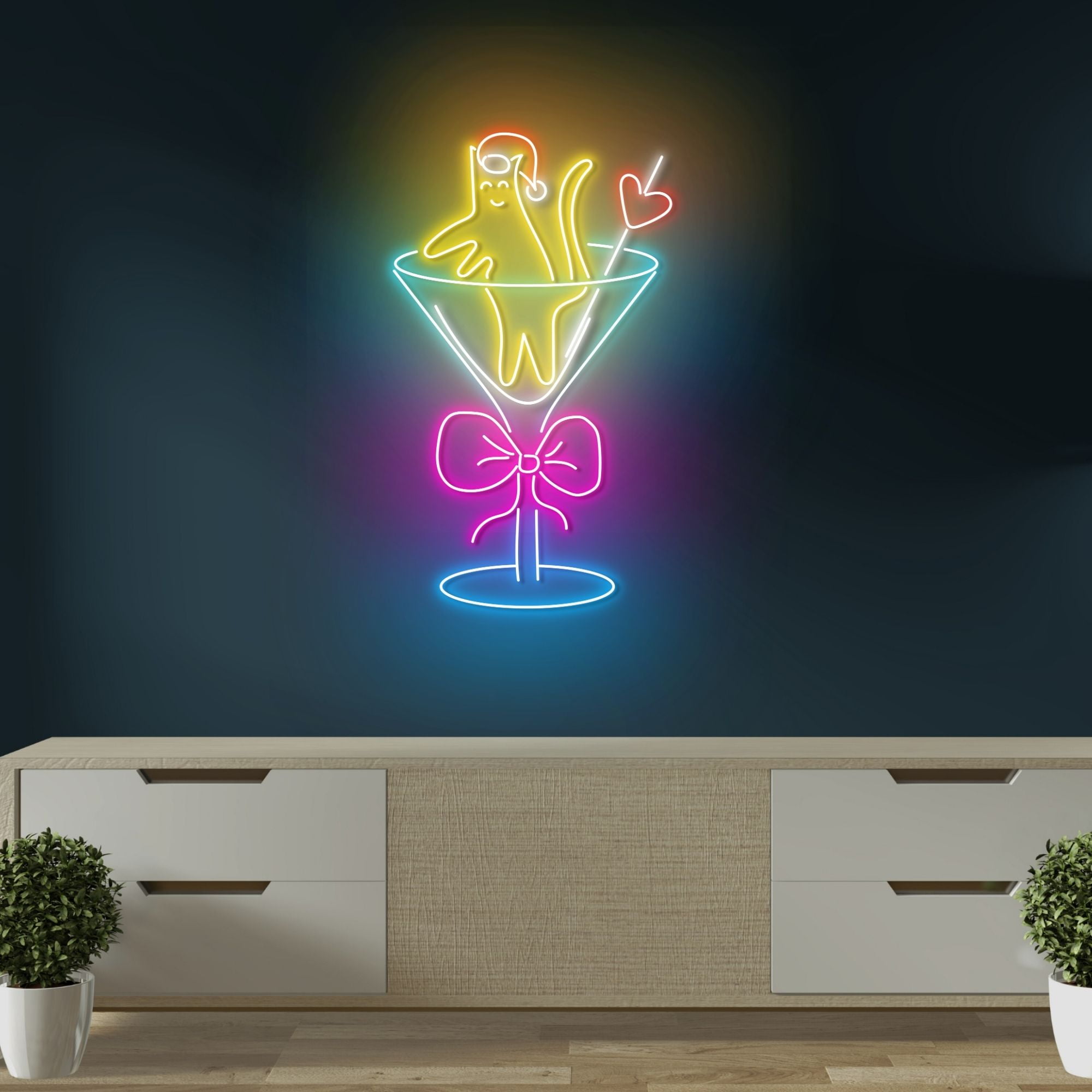 Craftnamesign Cat In Martini Cocktail Christmas Neon Light Wall Art ...