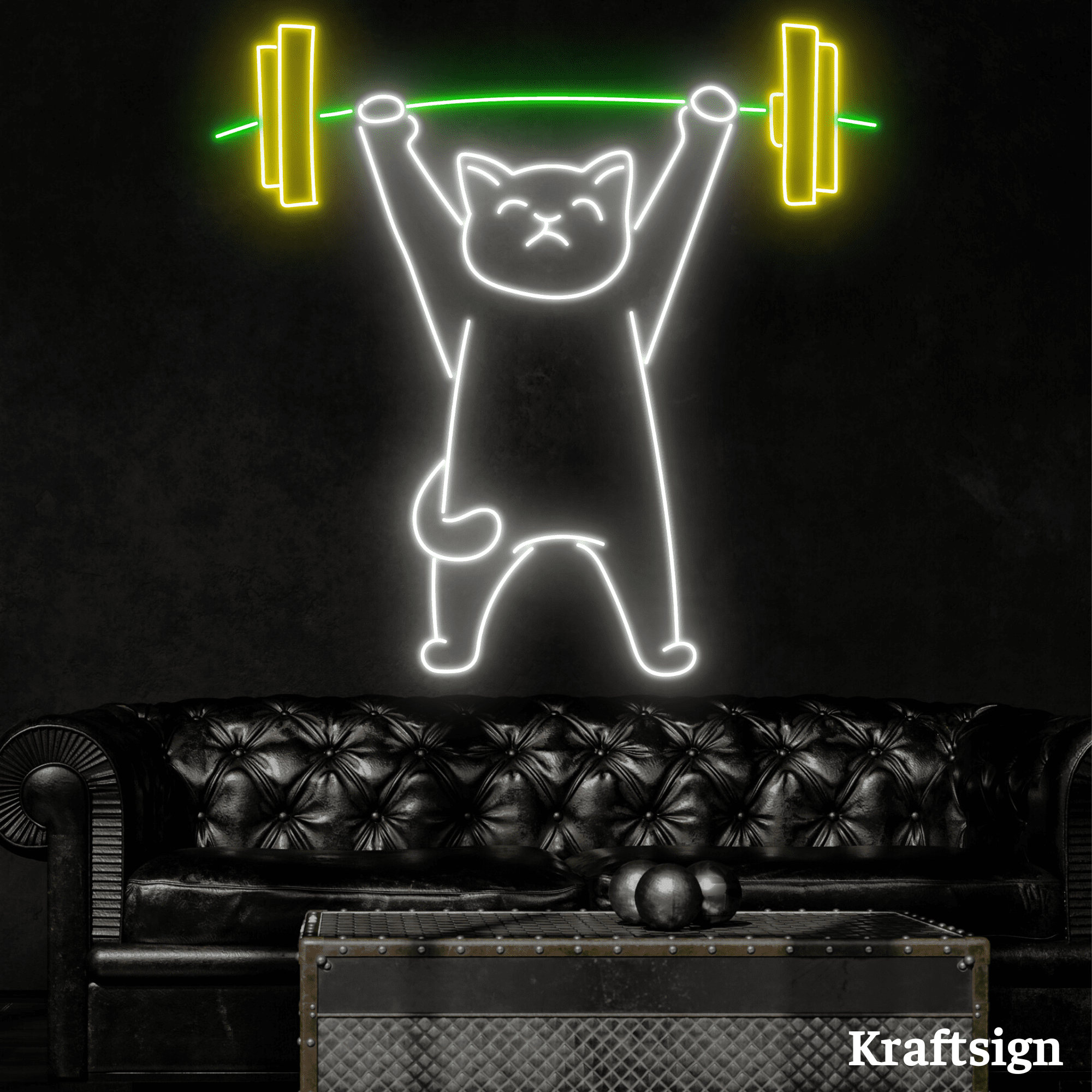 Craftnamesign Cat Lift The Weight Neon Sign Gym Led Sign Fitness Decor