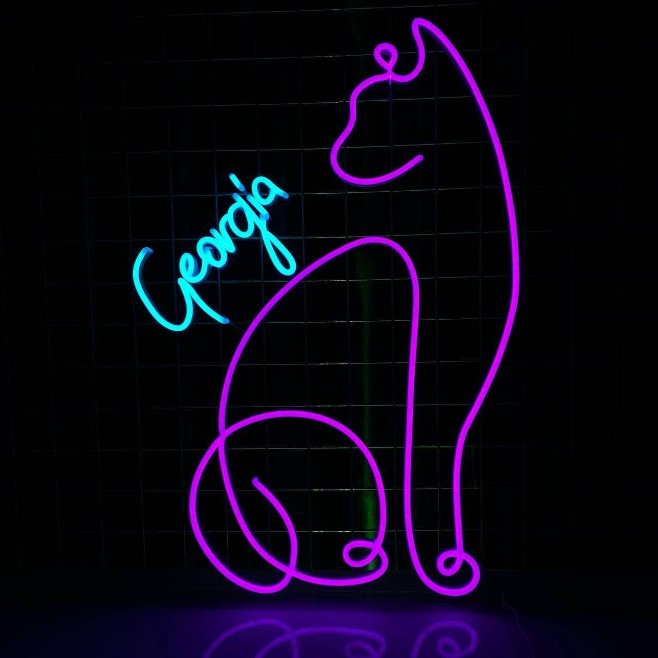 Craftnamesign Cat Line Art Neon Sign 12" x 18" For Wall Decor Custom ...
