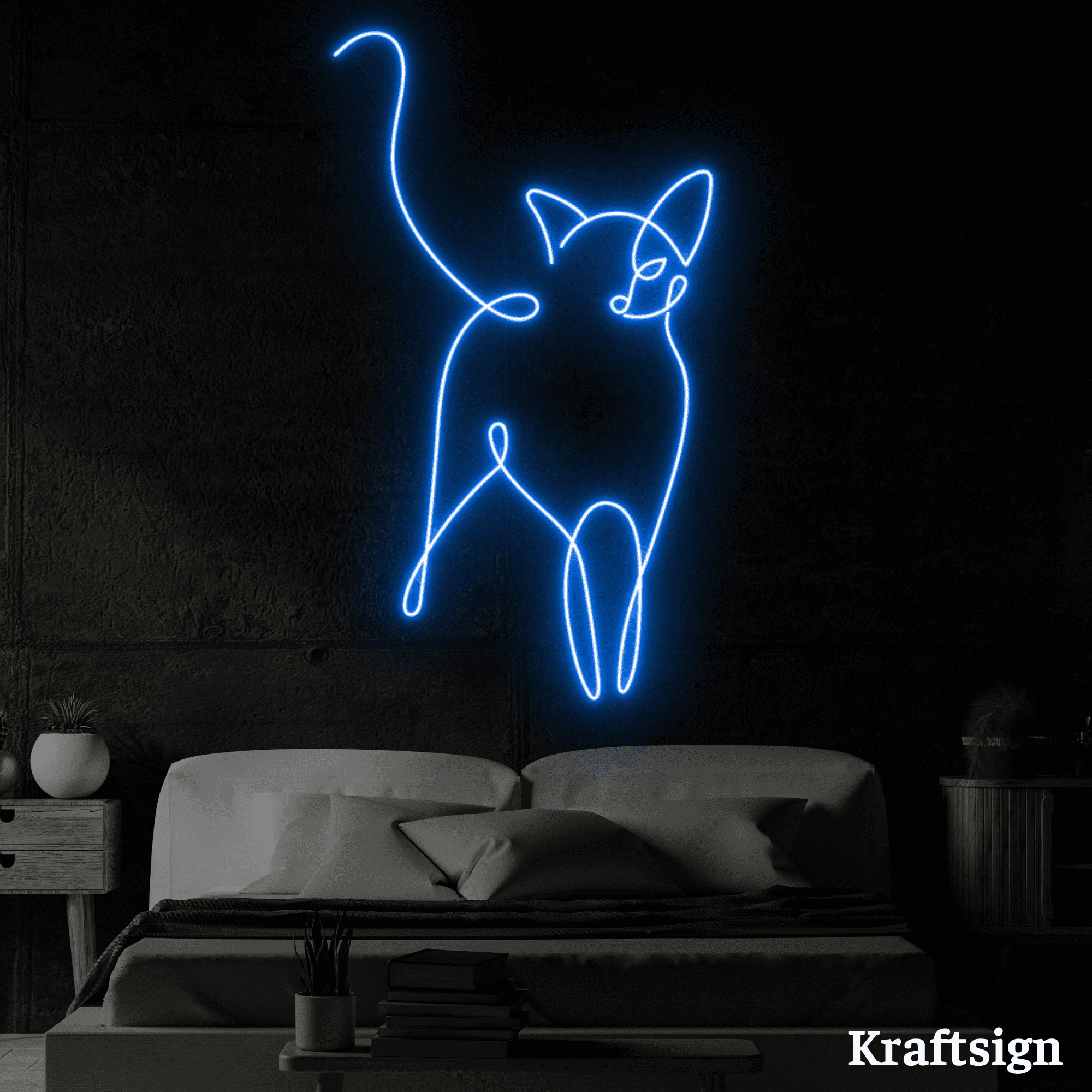 Craftnamesign Cat Line Art Neon Sign, Cat Lover Gifts, Bedroom Decor ...