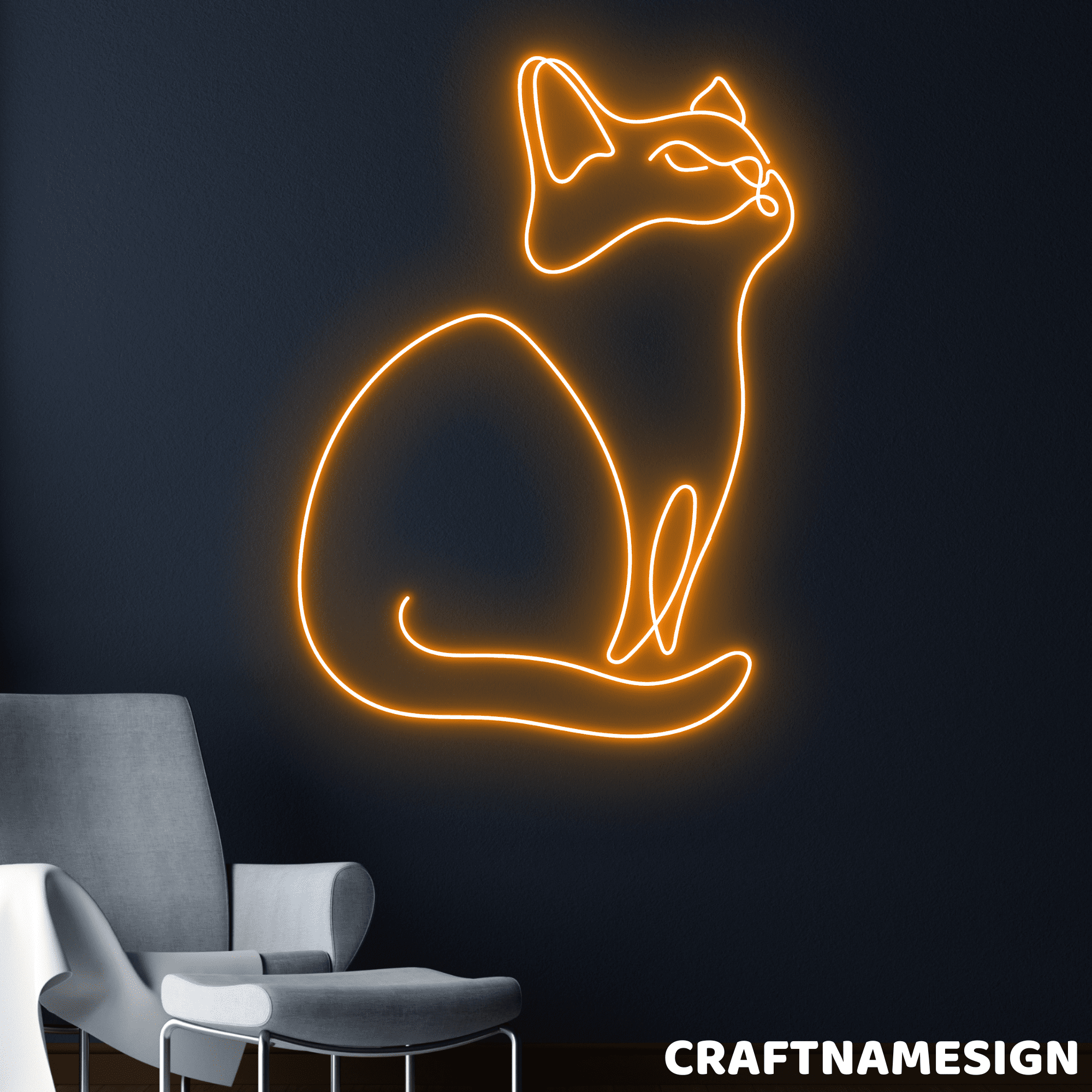 Craftnamesign Cat Line Art Neon Sign, Cat Room Wall Decor, Pet Store ...