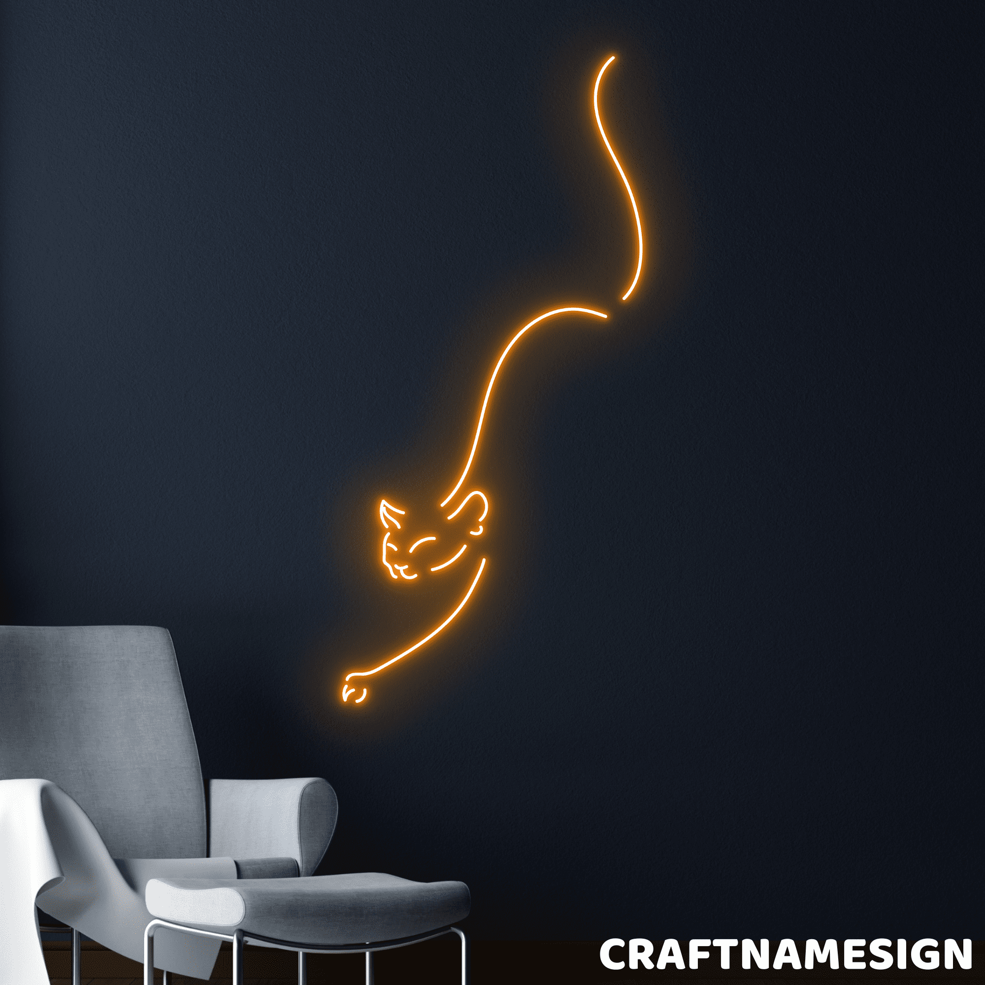 Craftnamesign Cat Line Neon Sign, Minimalist Art Wall Decor, Bedroom ...