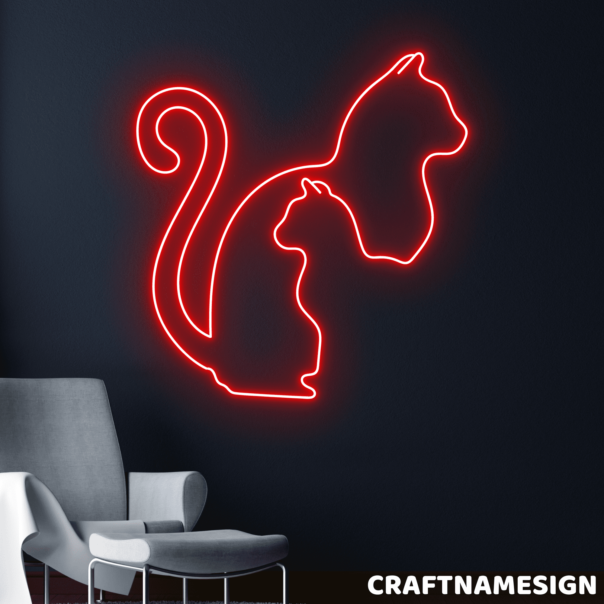 Craftnamesign Cat Neon Sign, Abstract Cat Line Art Decor, Bedroom Light ...