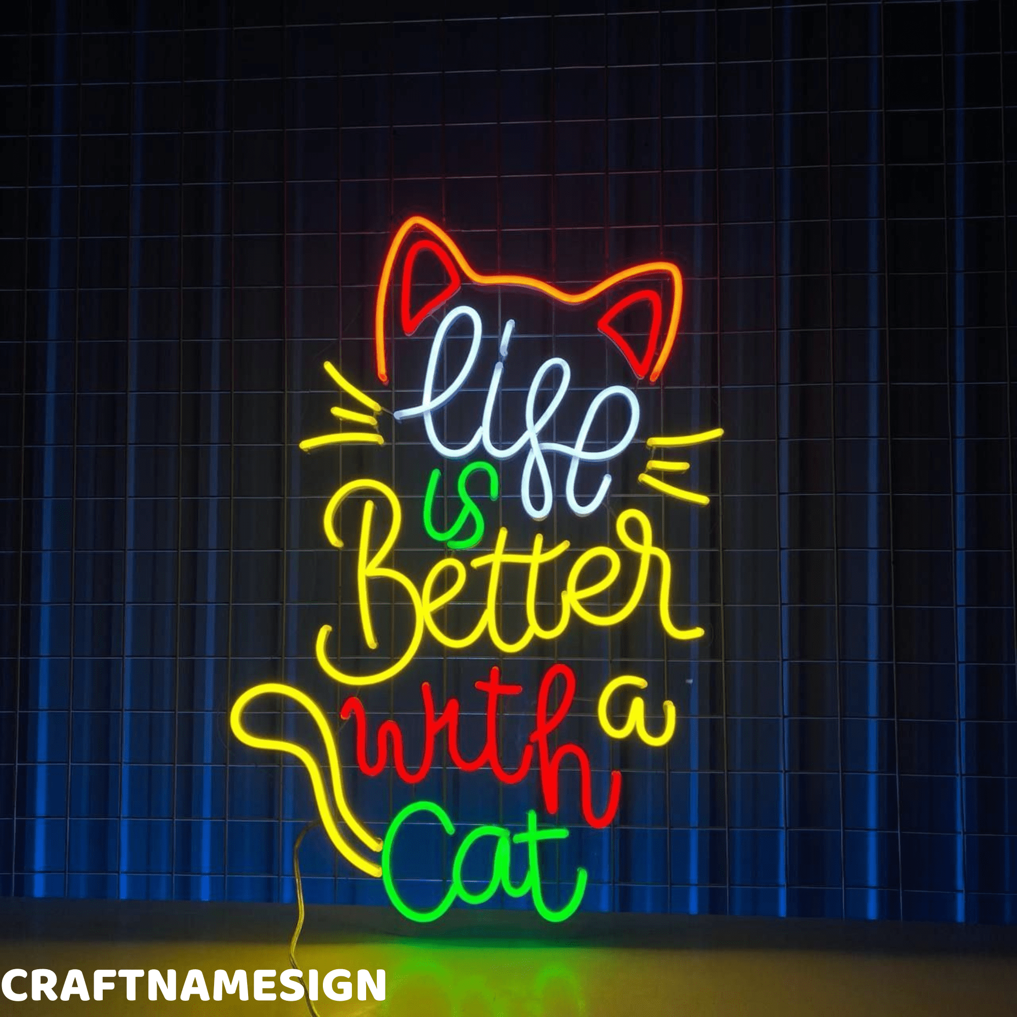 Craftnamesign Cat Neon Sign, Cat Store Led Light Wall Decor, Pet Shop ...