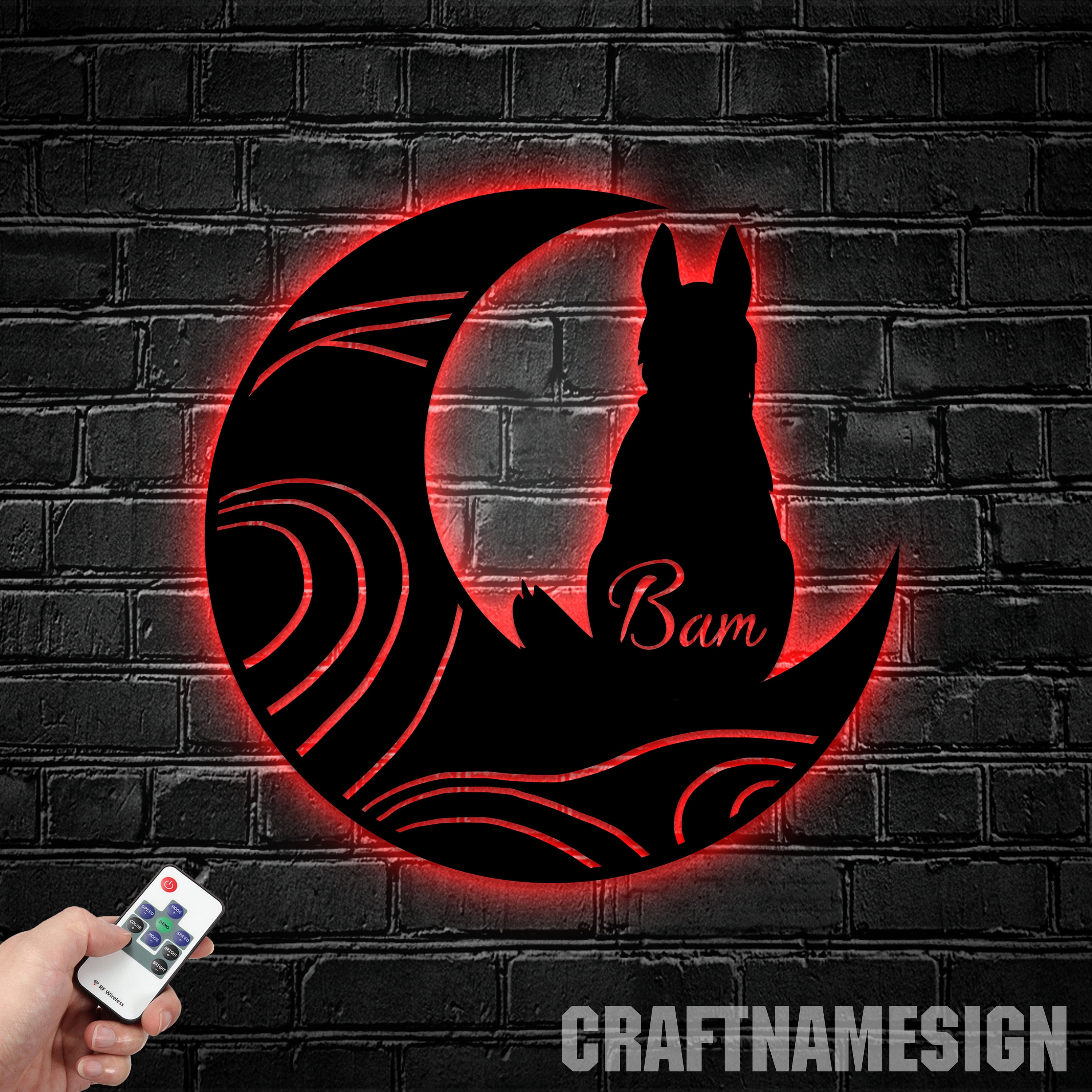 Craftnamesign Cat On The Moon Metal Sign LED Light, Cat Lover Gift, Cat ...