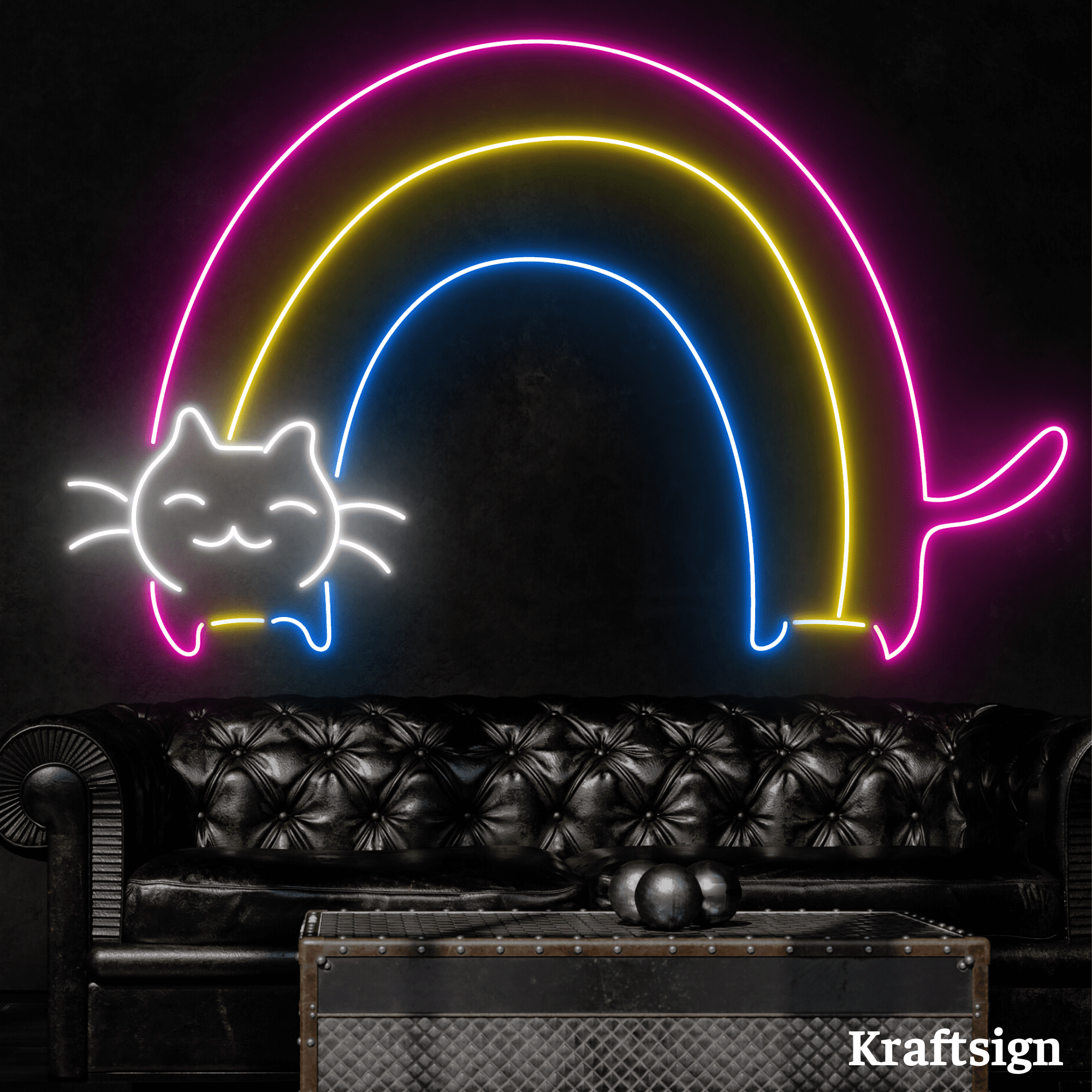 Craftnamesign Cat Rainbow Neon Sign, Cat LED Sign, Cat Wall Art, Cat ...
