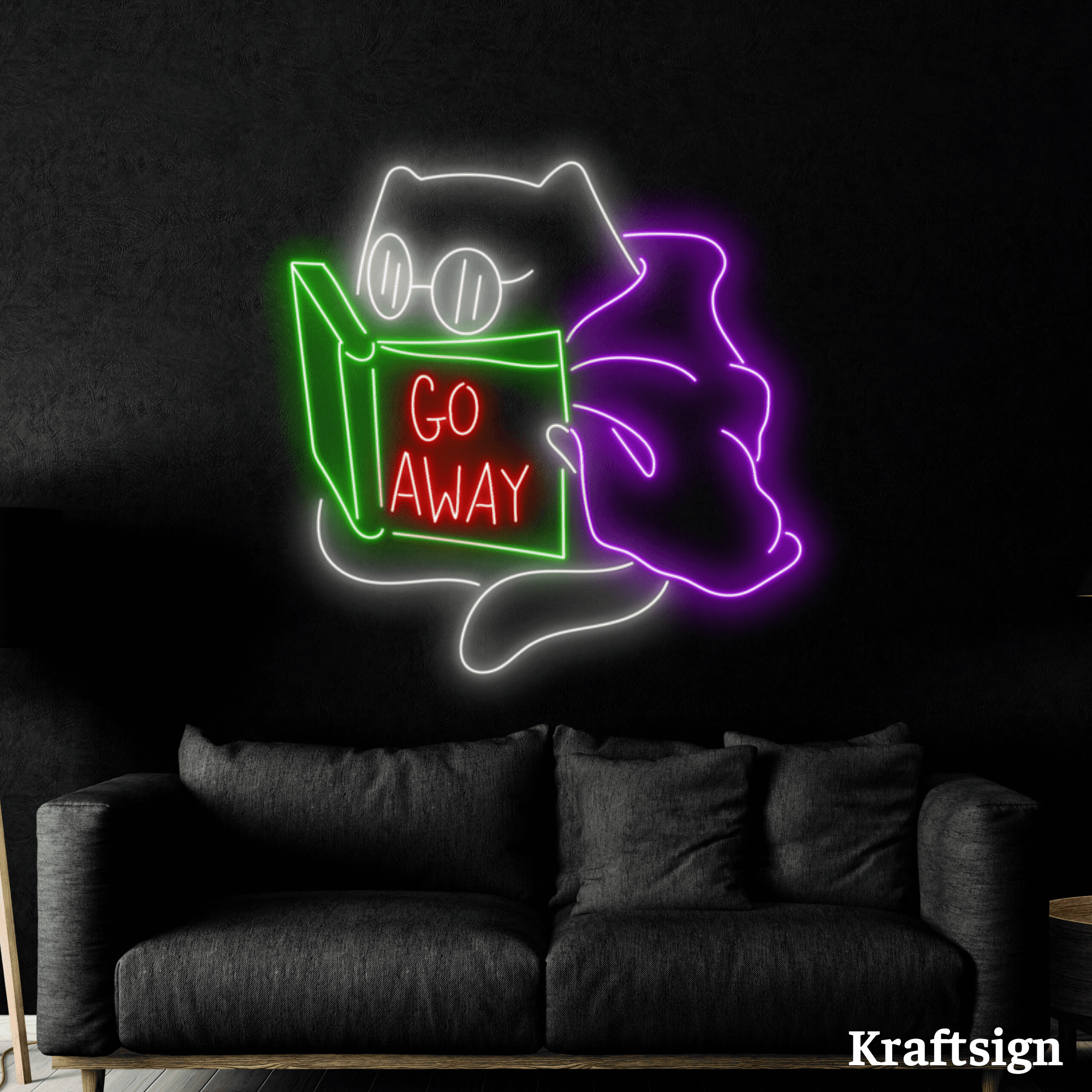 Craftnamesign Cat Read Book Neon Sign, Book Store Decor, Library LED ...