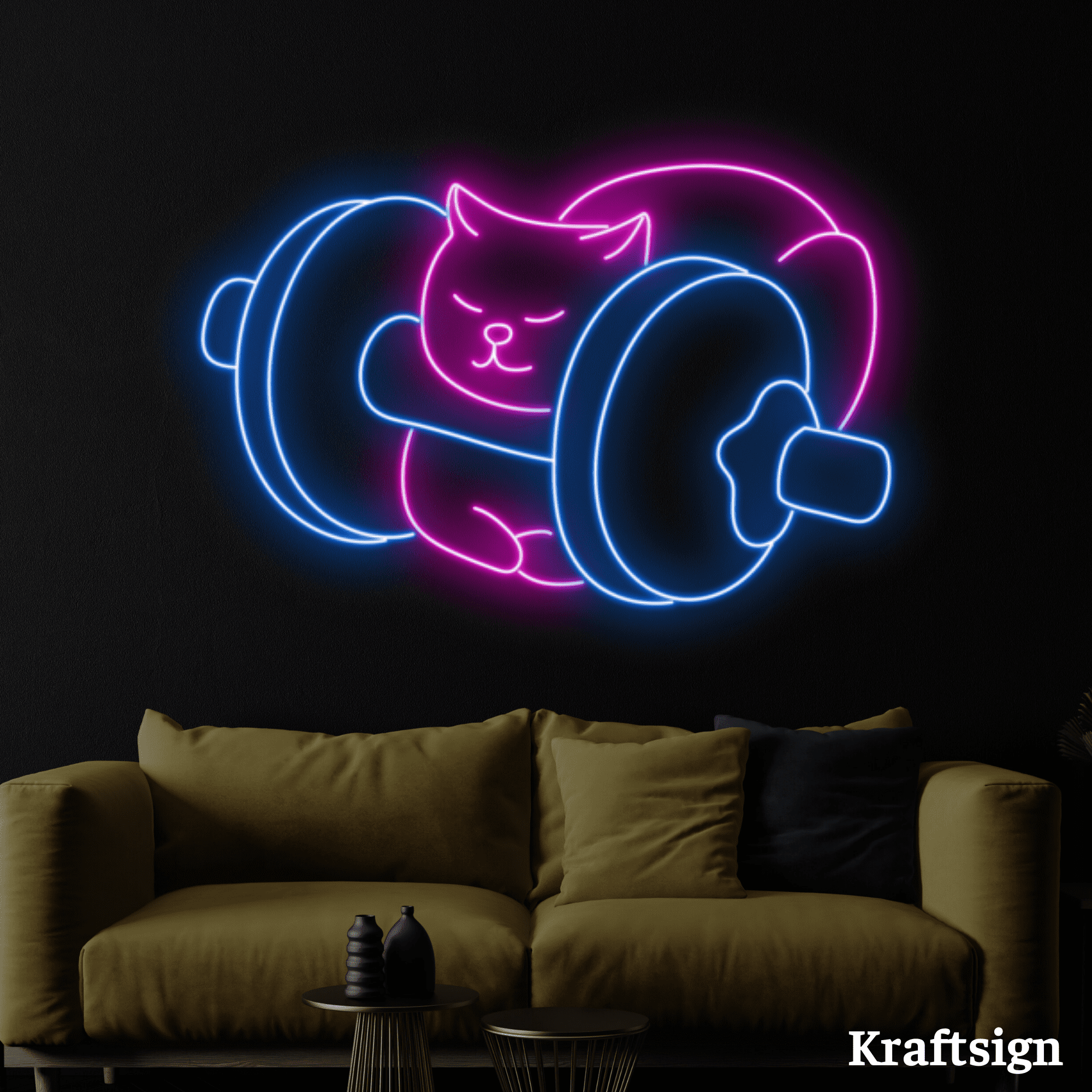 Craftnamesign Cat Sleep Neon Sign, Cat Lover Gift, Nursery Kid Room ...