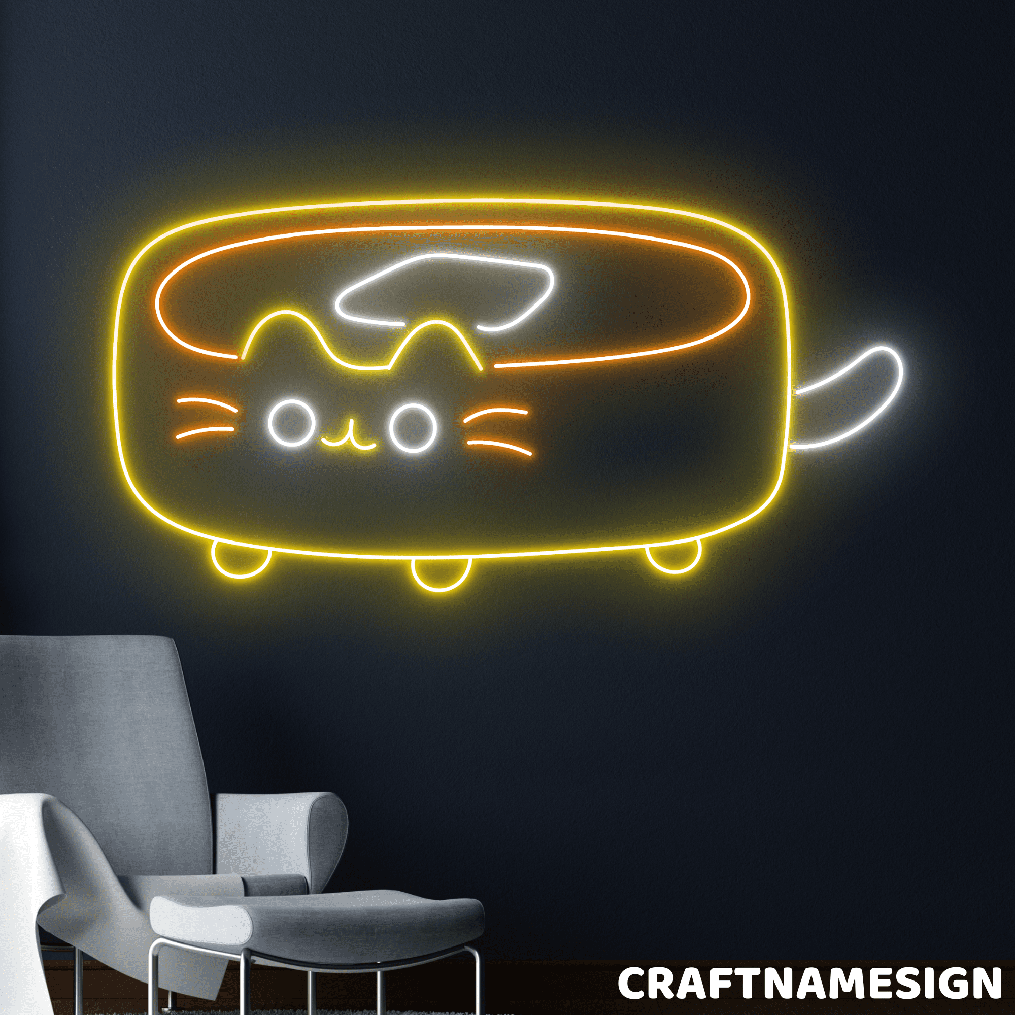 Craftnamesign Cat Waffle Neon Sign, Kitchen Wall Art, Restaurant Wall ...