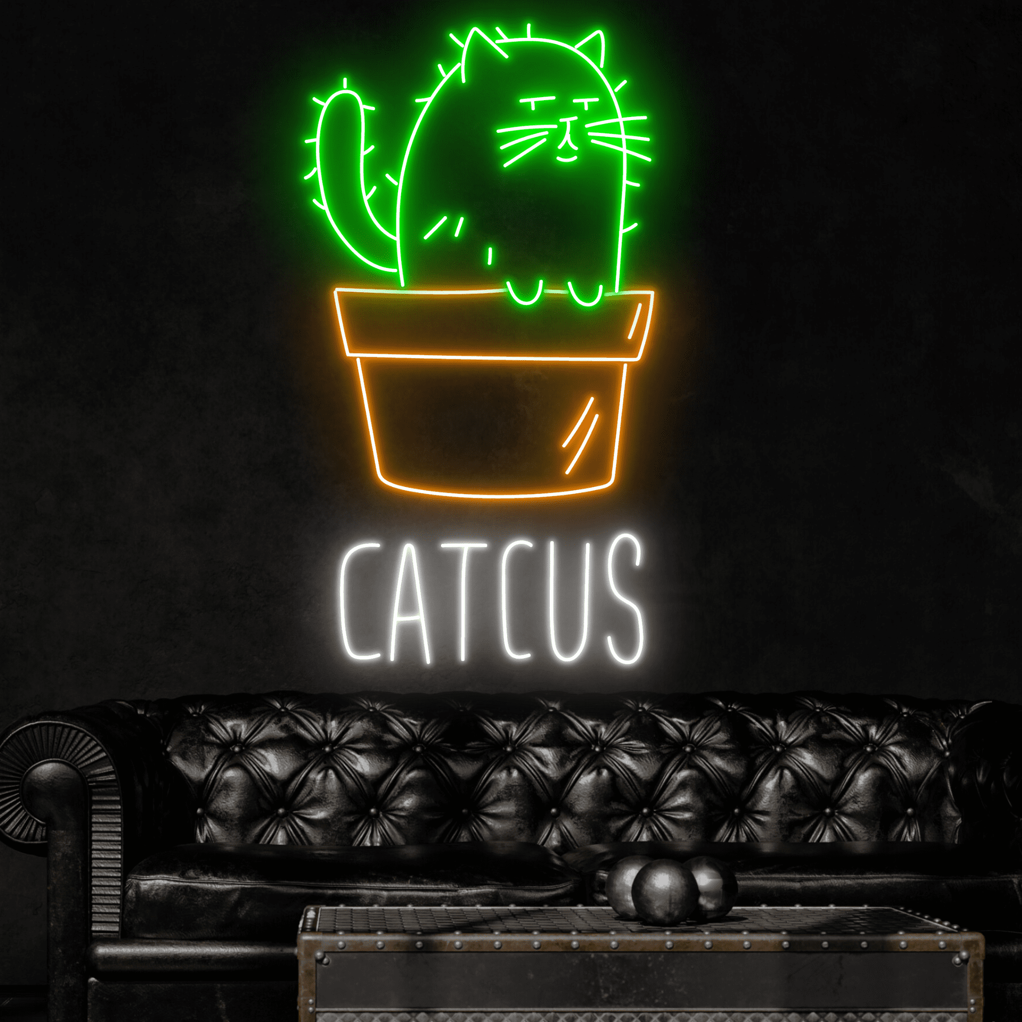 Craftnamesign Catcus Neon Sign, Cat Wall Decor,Cat Wall Art, Cute Cat ...