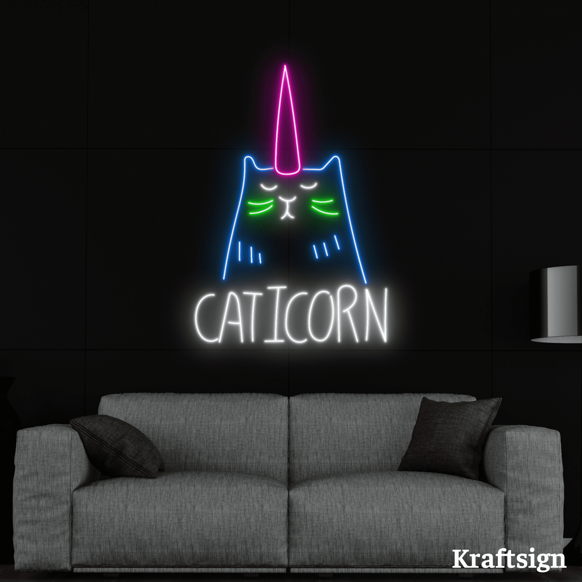Craftnamesign Caticorn Neon Sign, Cat LED Sign, Bedroom Decor,Kid Room ...