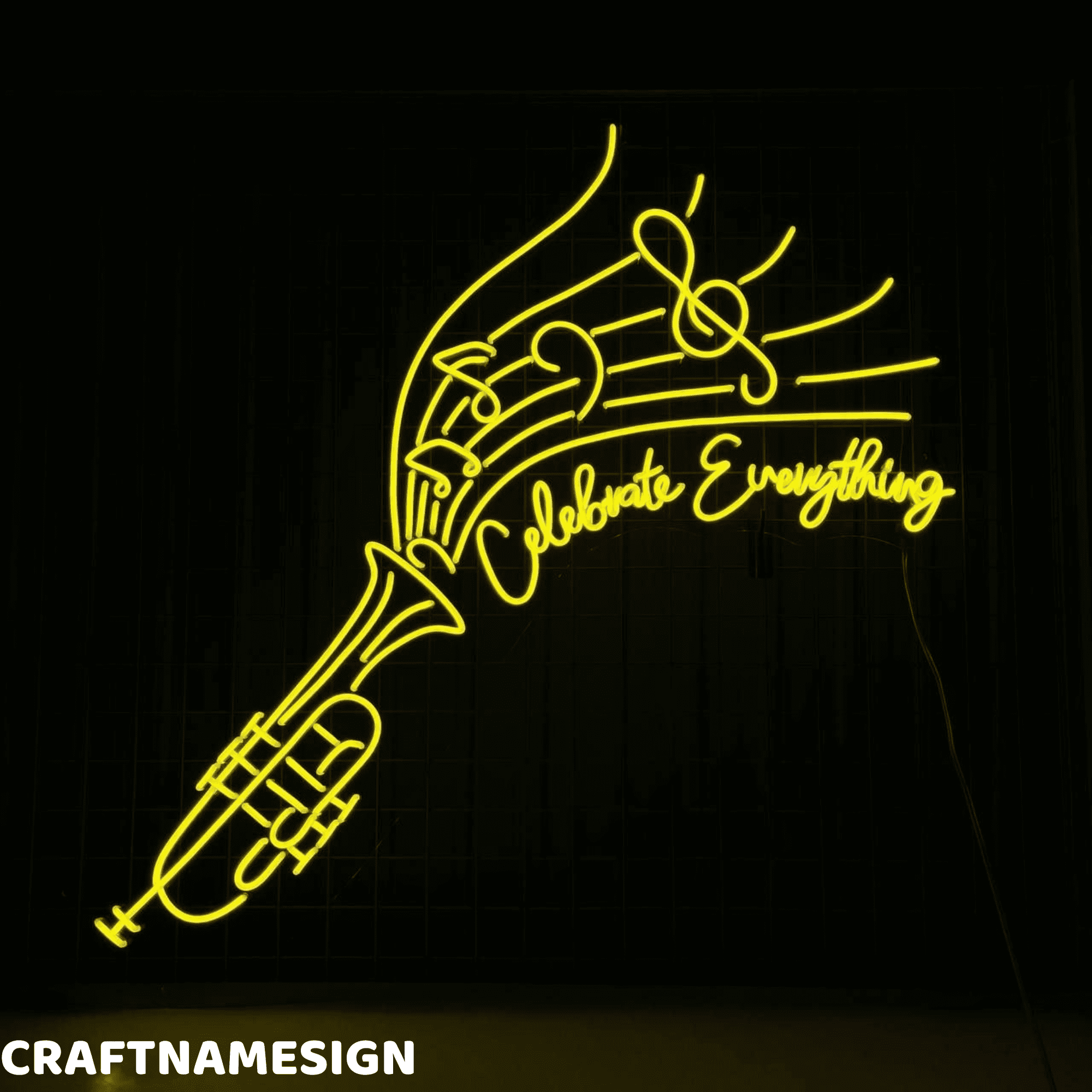 Craftnamesign Celebrate Everything Led Sign, Saxophone Wall Art, Music ...
