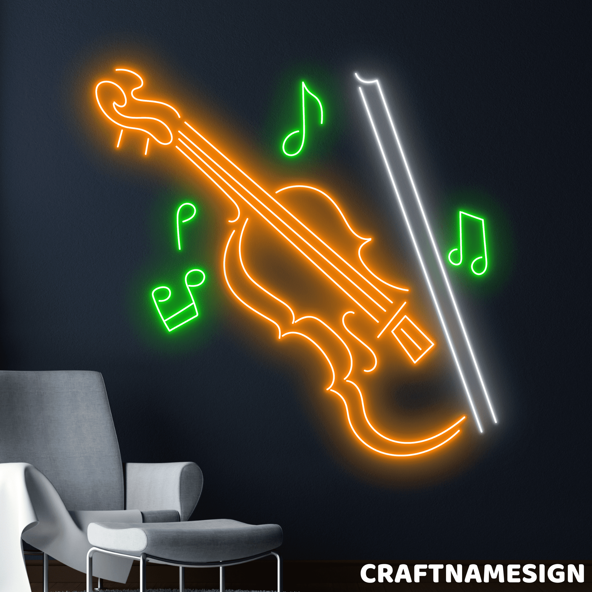 Craftnamesign Cello Neon Sign, Violin Wall Decor, Music Club Light Wall ...