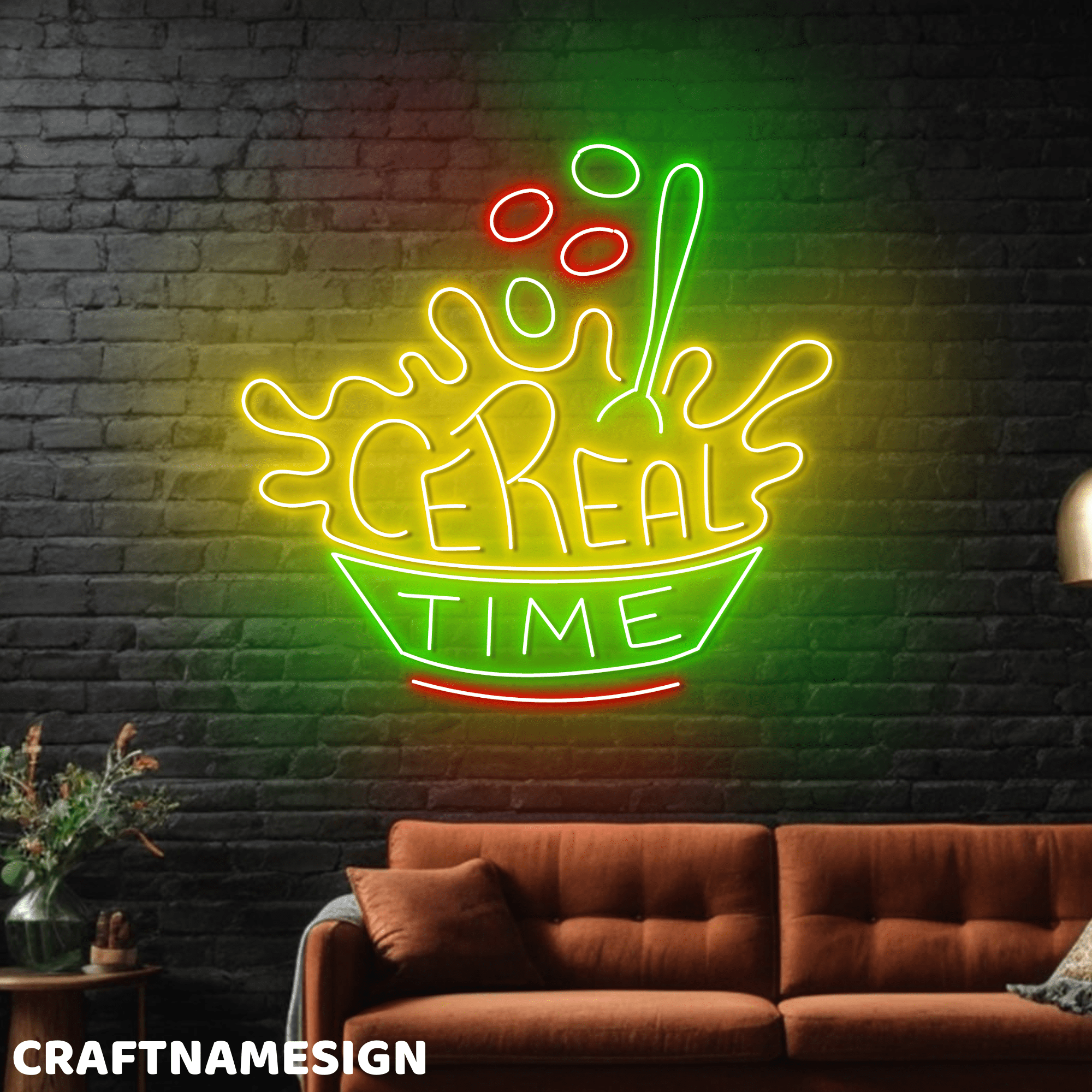 Craftnamesign Cereal Time Neon Sign, Kitchen Wall Sign, Breakfast Store ...