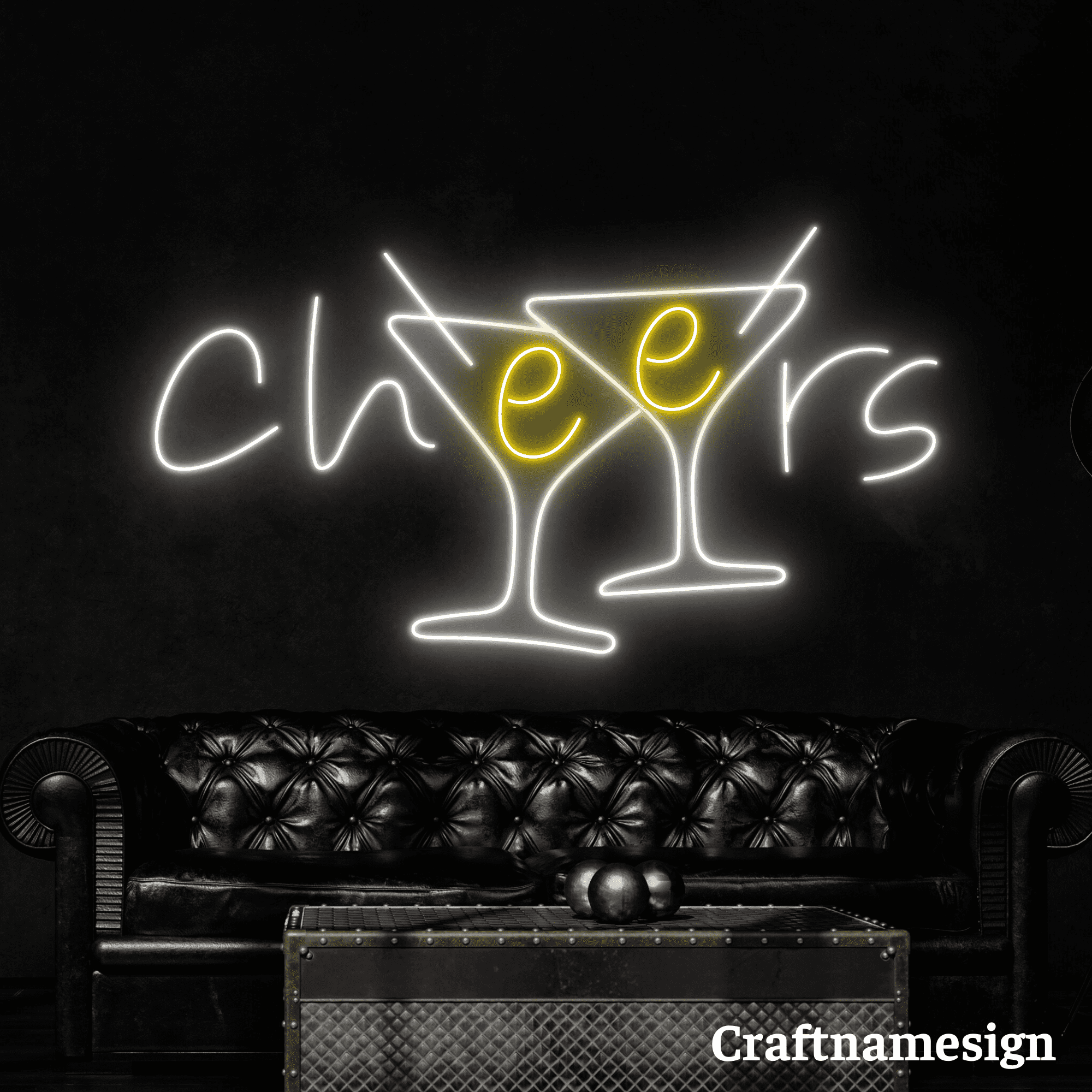 Craftnamesign Cheers LED Light Neon Sign for Cocktail Bar Beer Shop ...